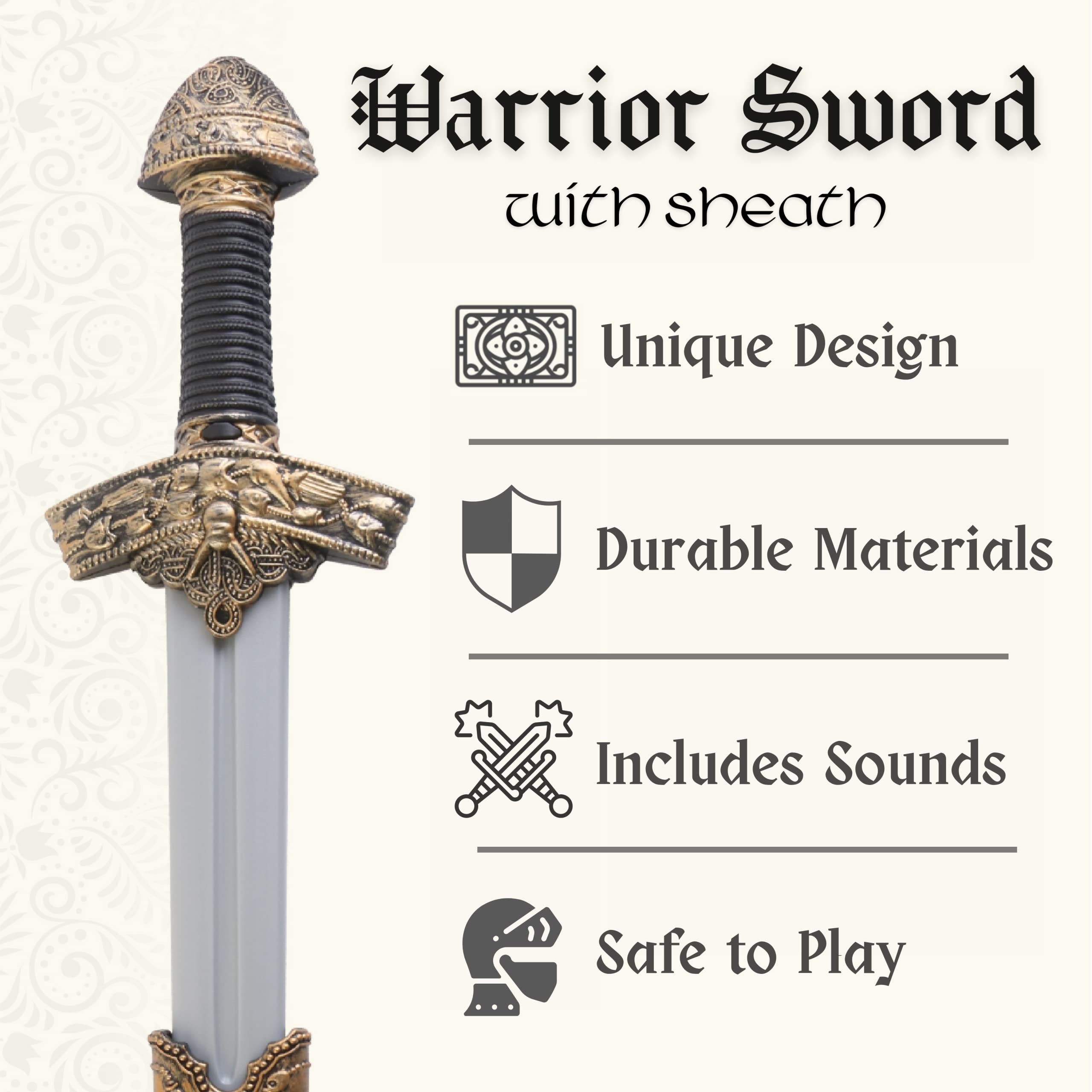 Toy Sword with Sheath - 23" Long Plastic Sword with Sound - Toy Swords ...