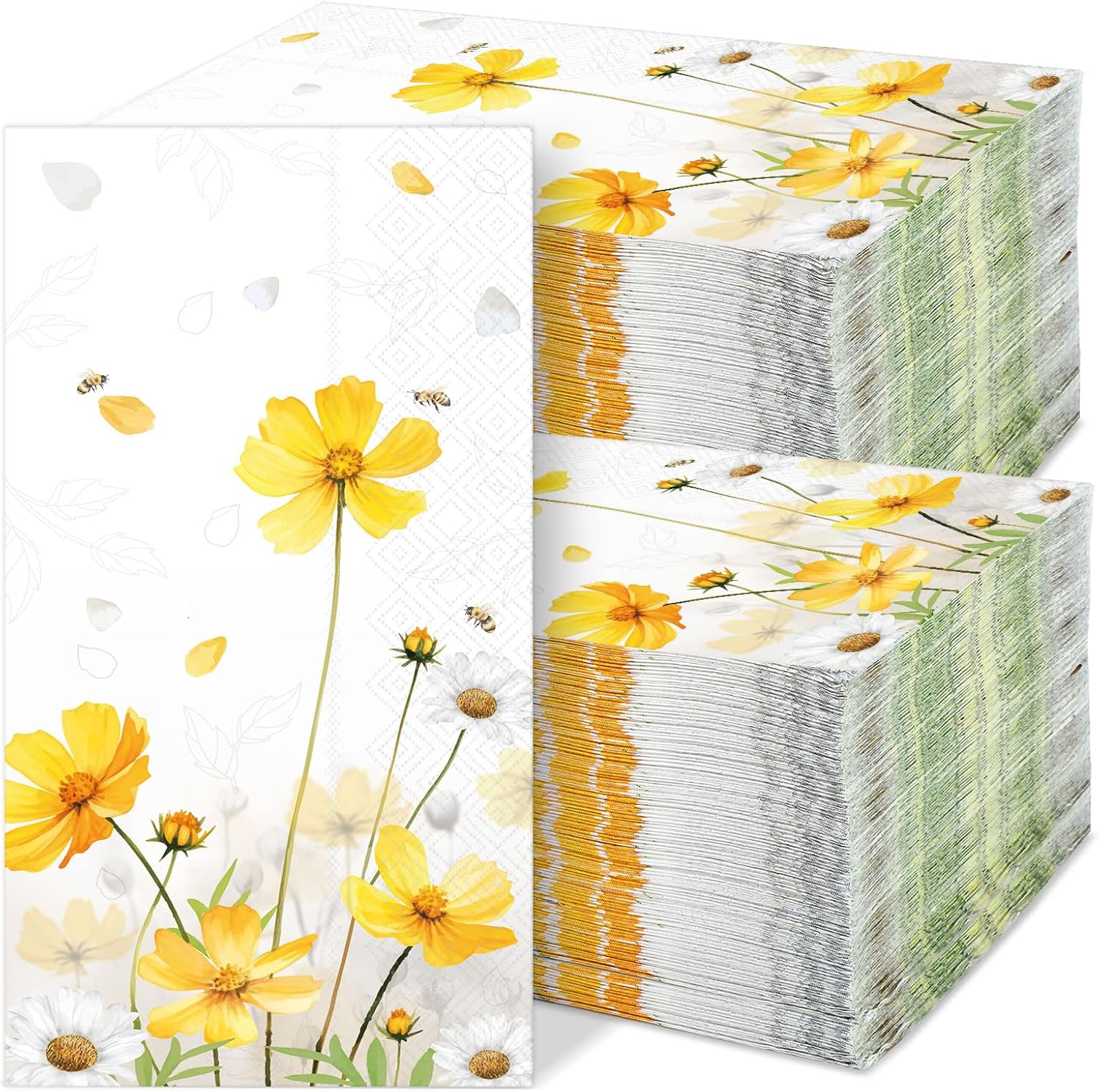 Amazon.com: gisgfim 100Pcs Floral Paper Napkins Spring Summer Yellow ...