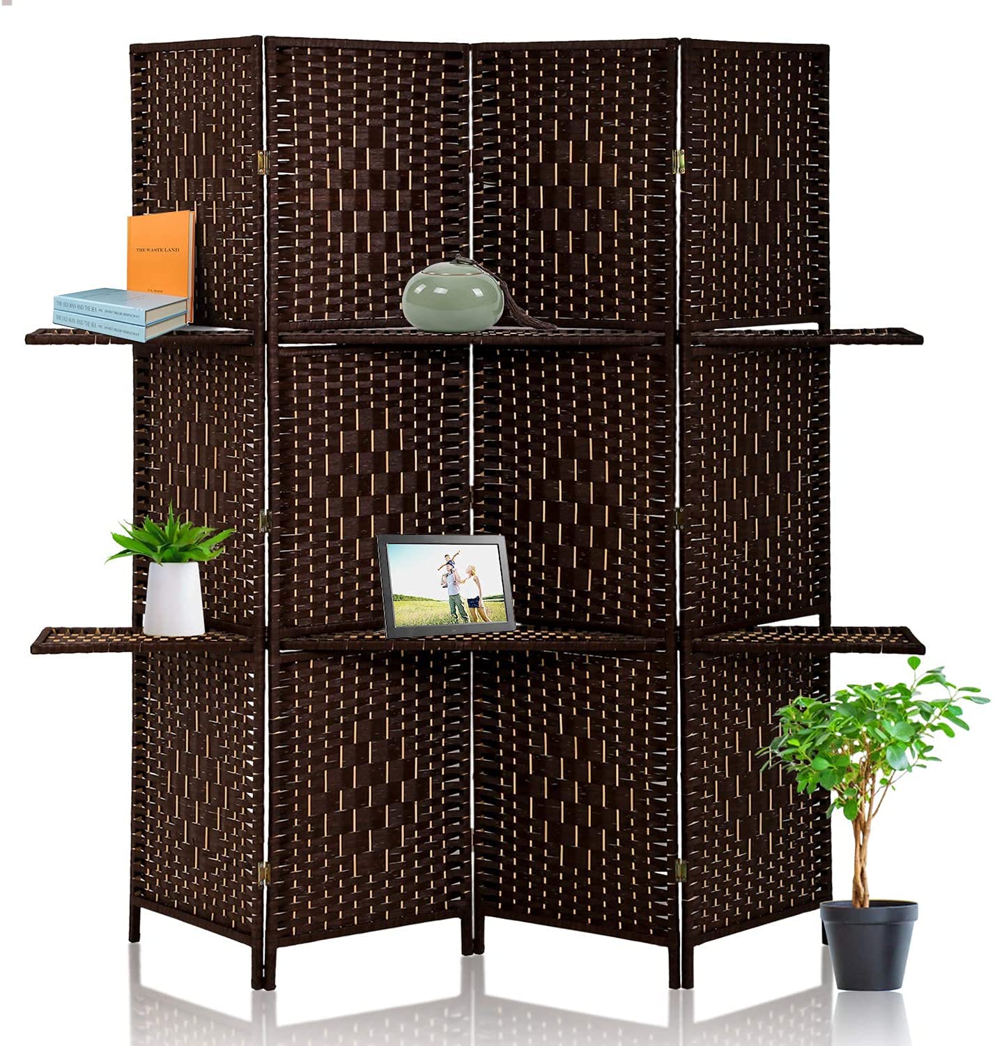 CL.Store 4 Panels Room Divider Wall Dividers Double Hinged Privacy ...