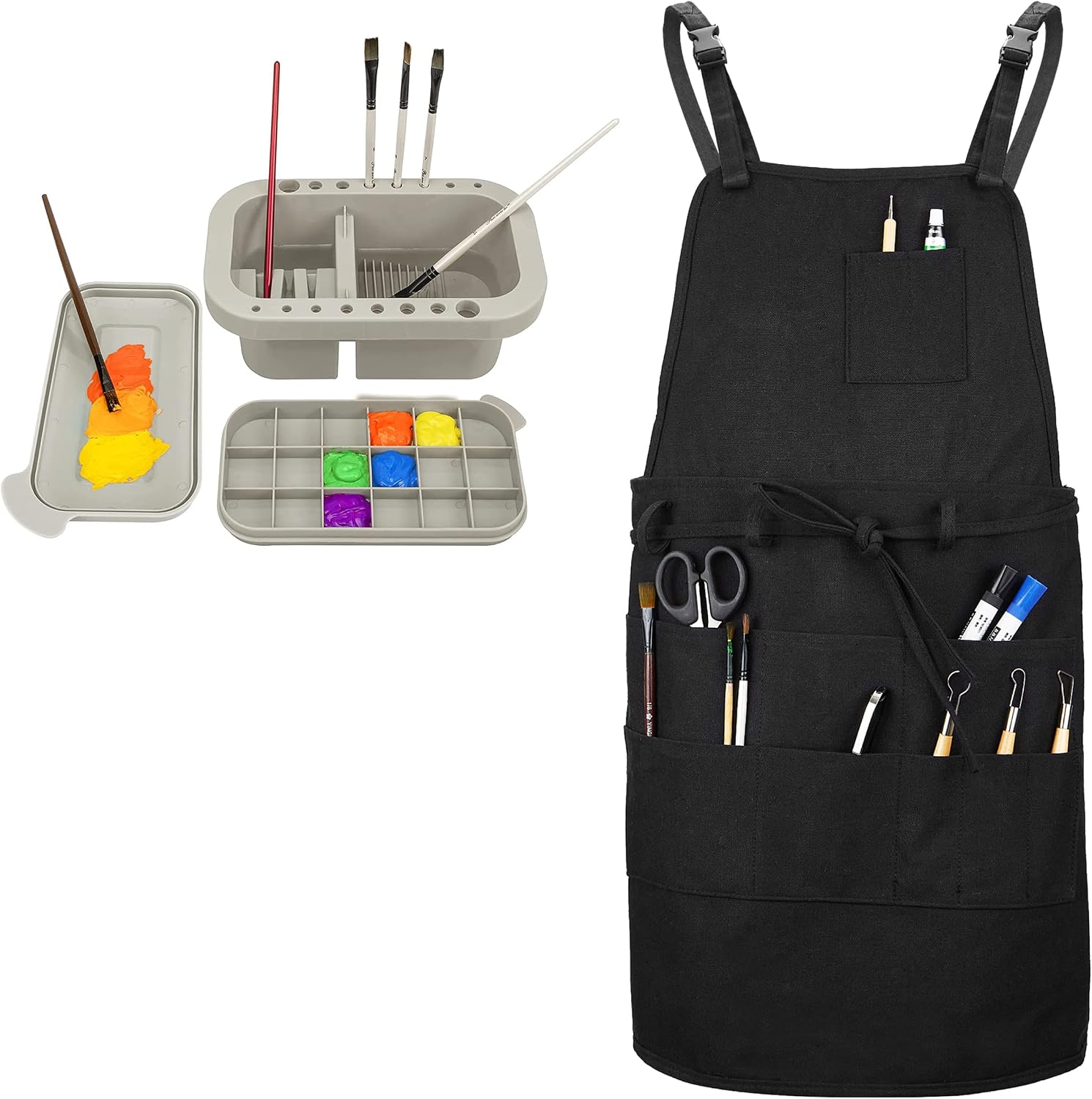 Amazon.com: MyLifeUNIT Paint Brush Cleaner and Artist Apron with 10 ...