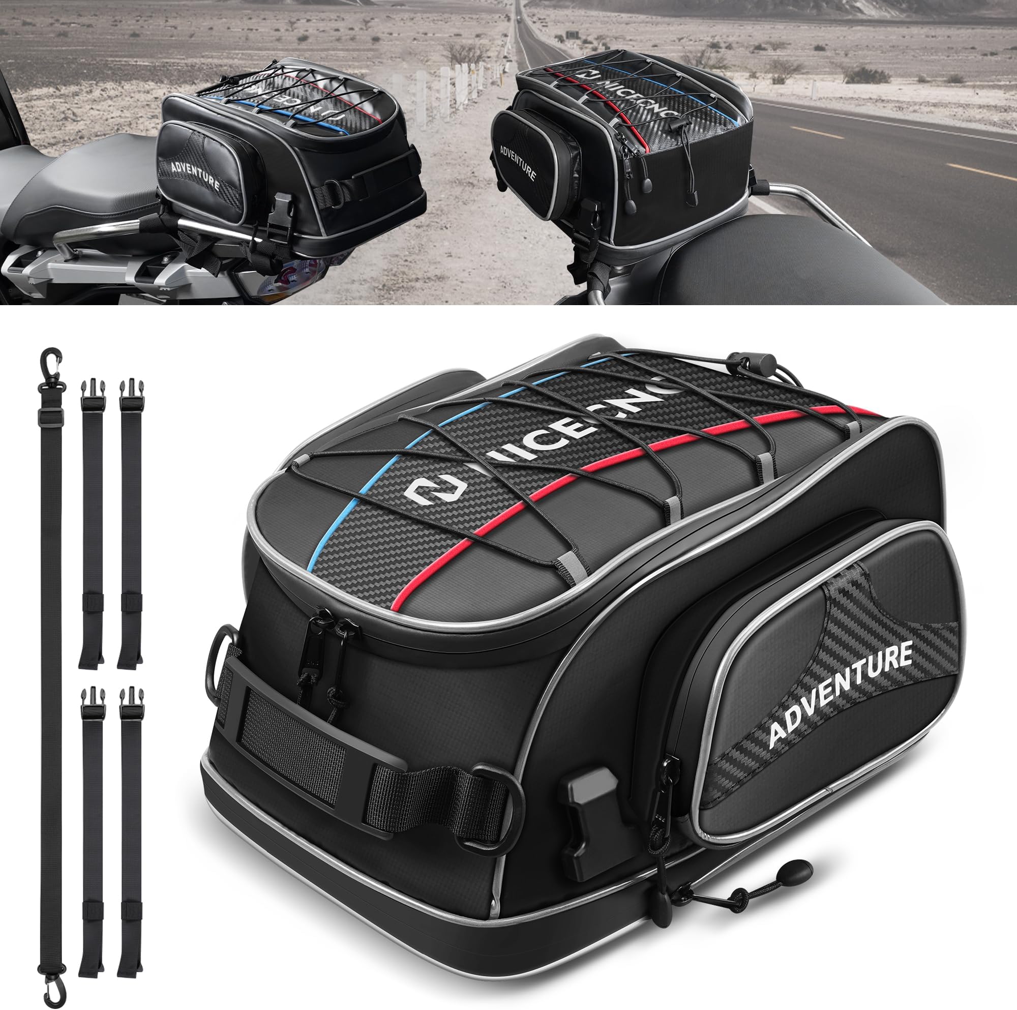 Amazon.com: NICECNC Upgraded Motorcycle Tail Bag 15L Expandable ...