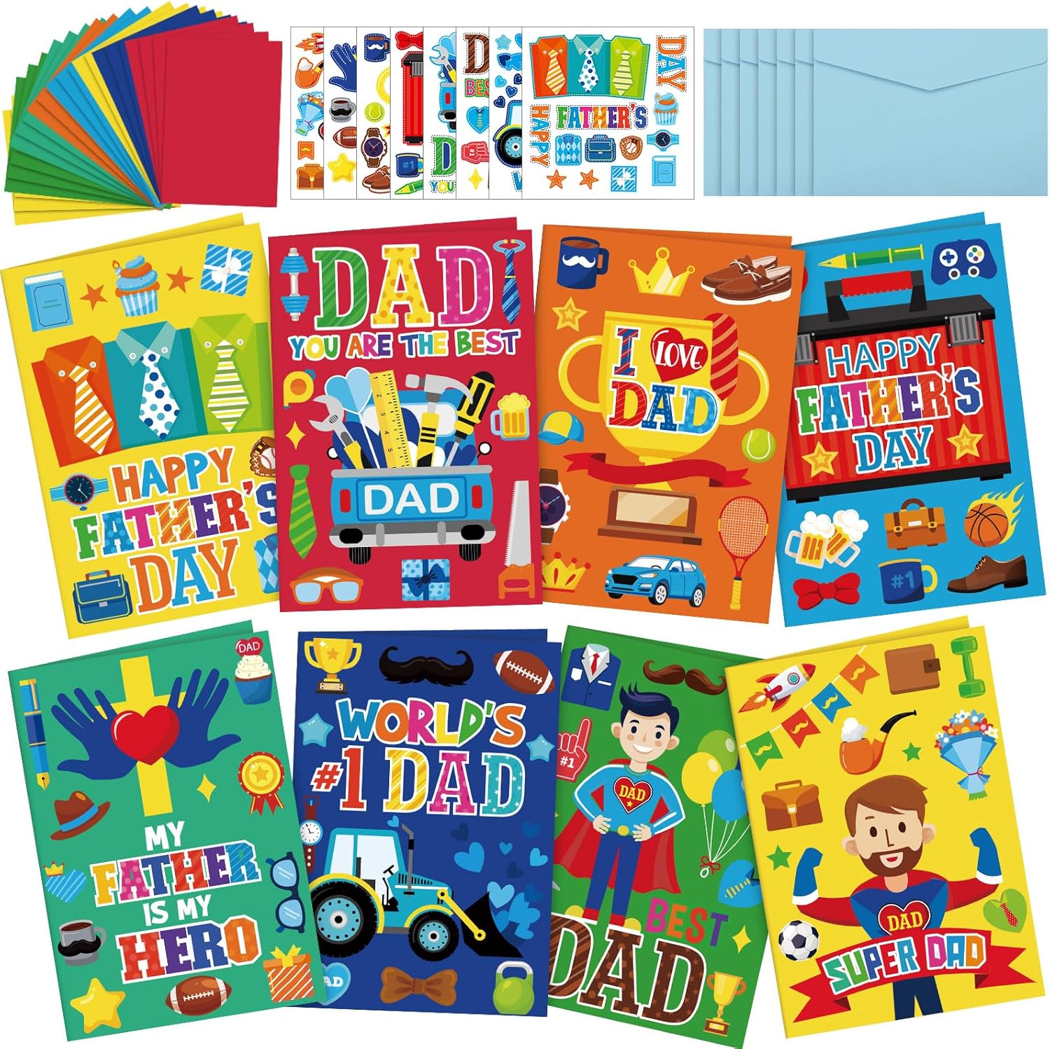 Amazon.com: Fullhawl 48 Set Father's Day Card Making Kits DIY Father's ...