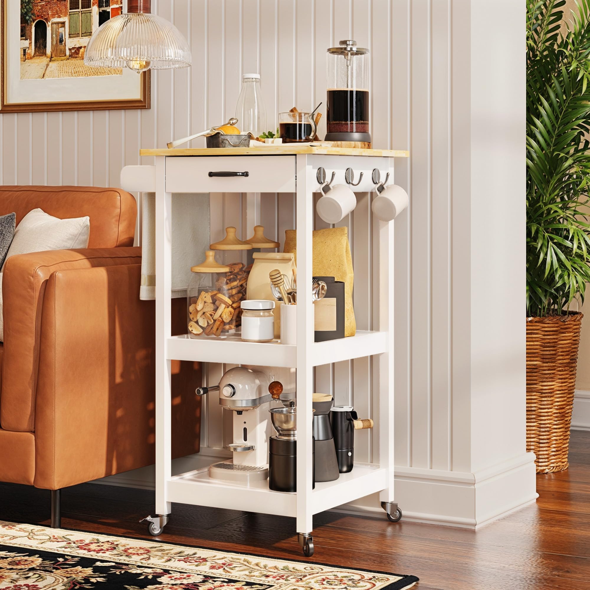 Amazon.com: Giantex Kitchen Island Cart, Rolling Kitchen Storage Cart ...