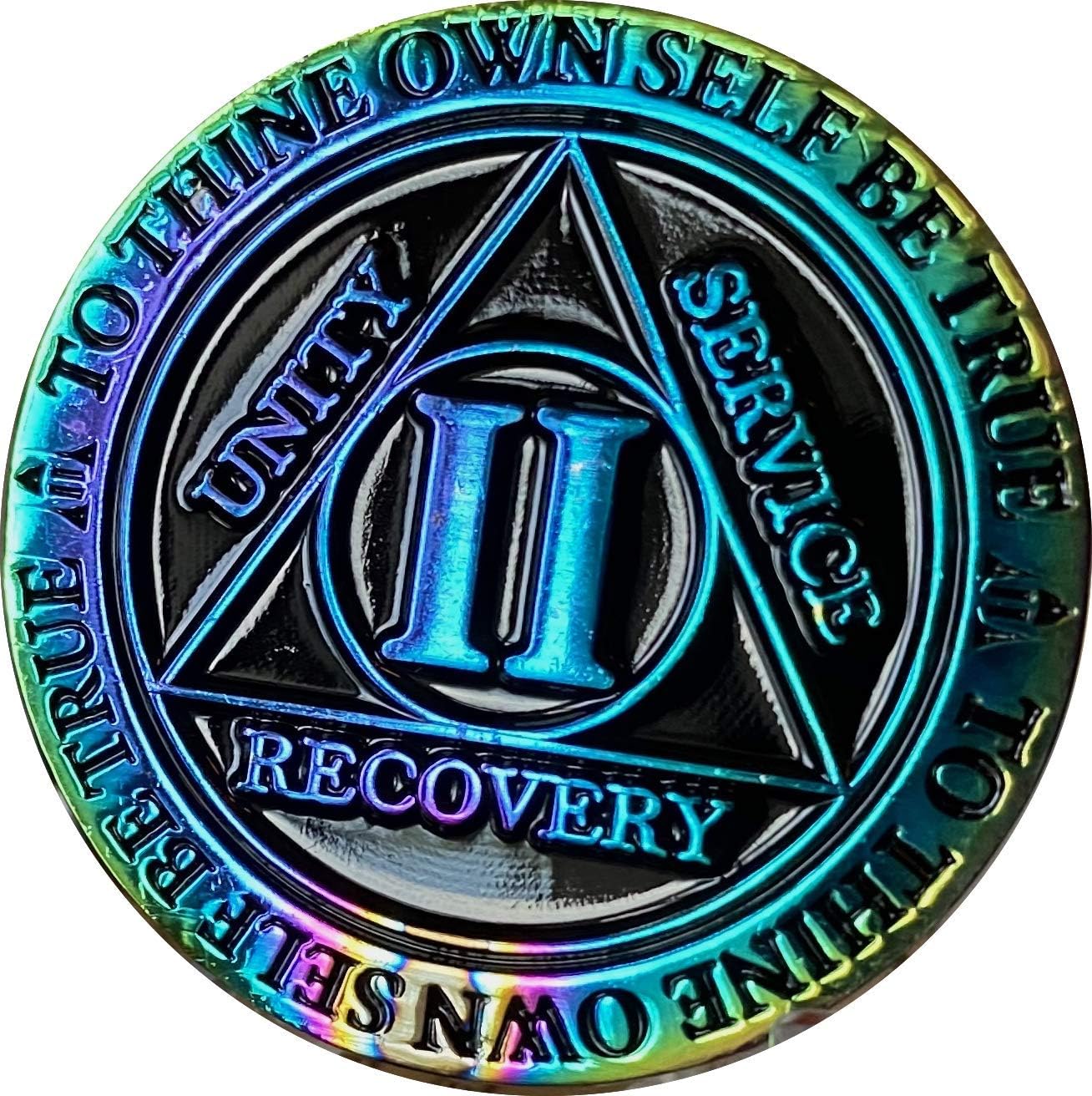 Amazon.com: 2 Year AA Medallion Reflex Rainbow Plated Black Sobriety ...