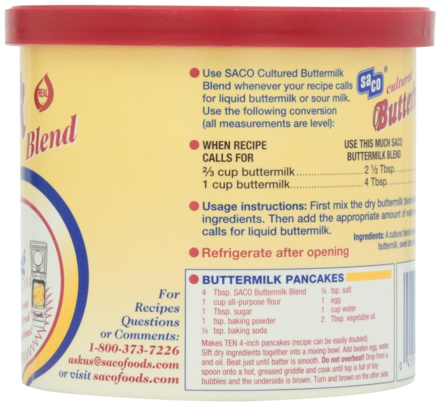 Buy Saco Cultured Buttermilk for Cooking and Baking, Powdered, 12 oz ...