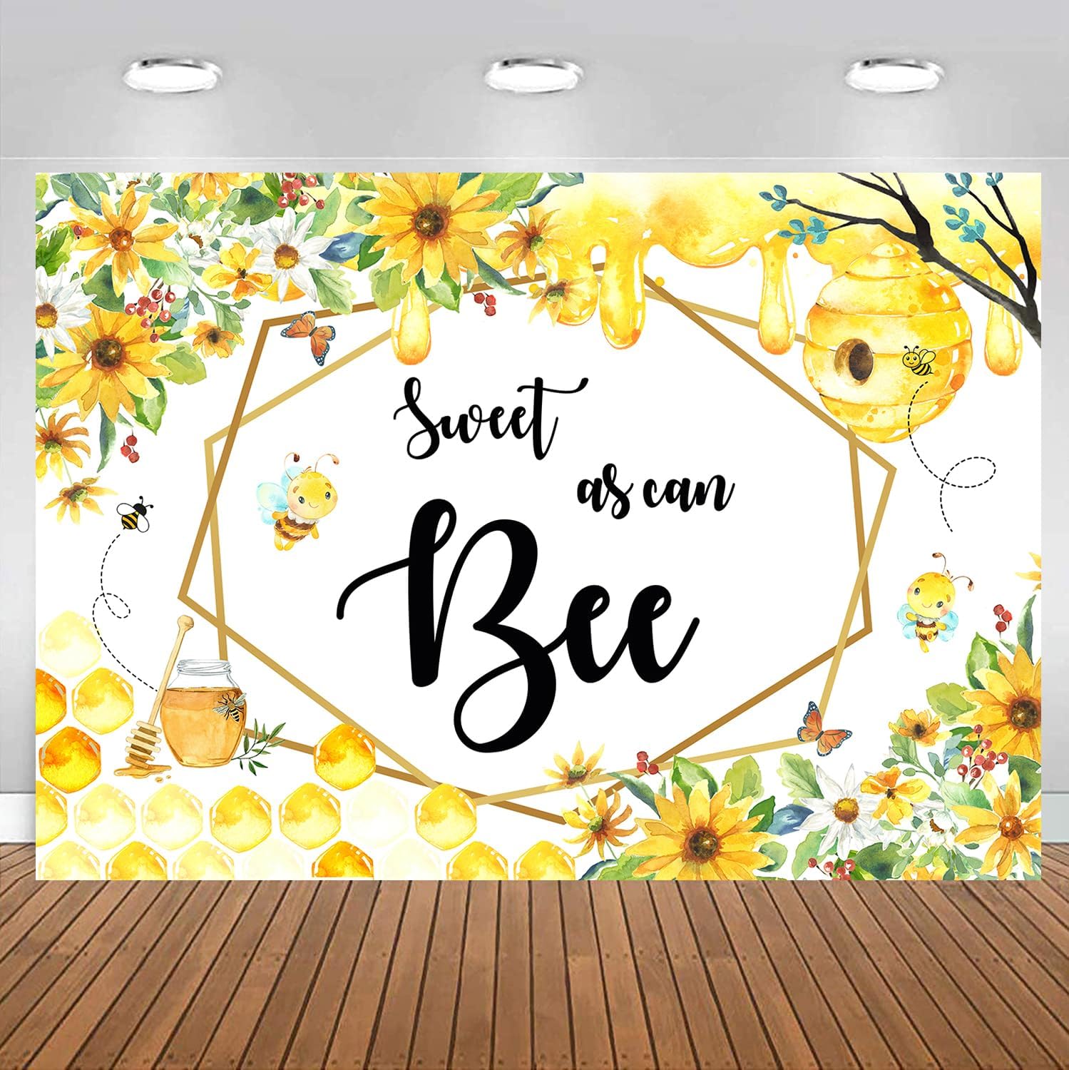 Amazon.com : Baocicco 5x3ft Sweet As Can Bee Backdrop Bee Baby Shower ...