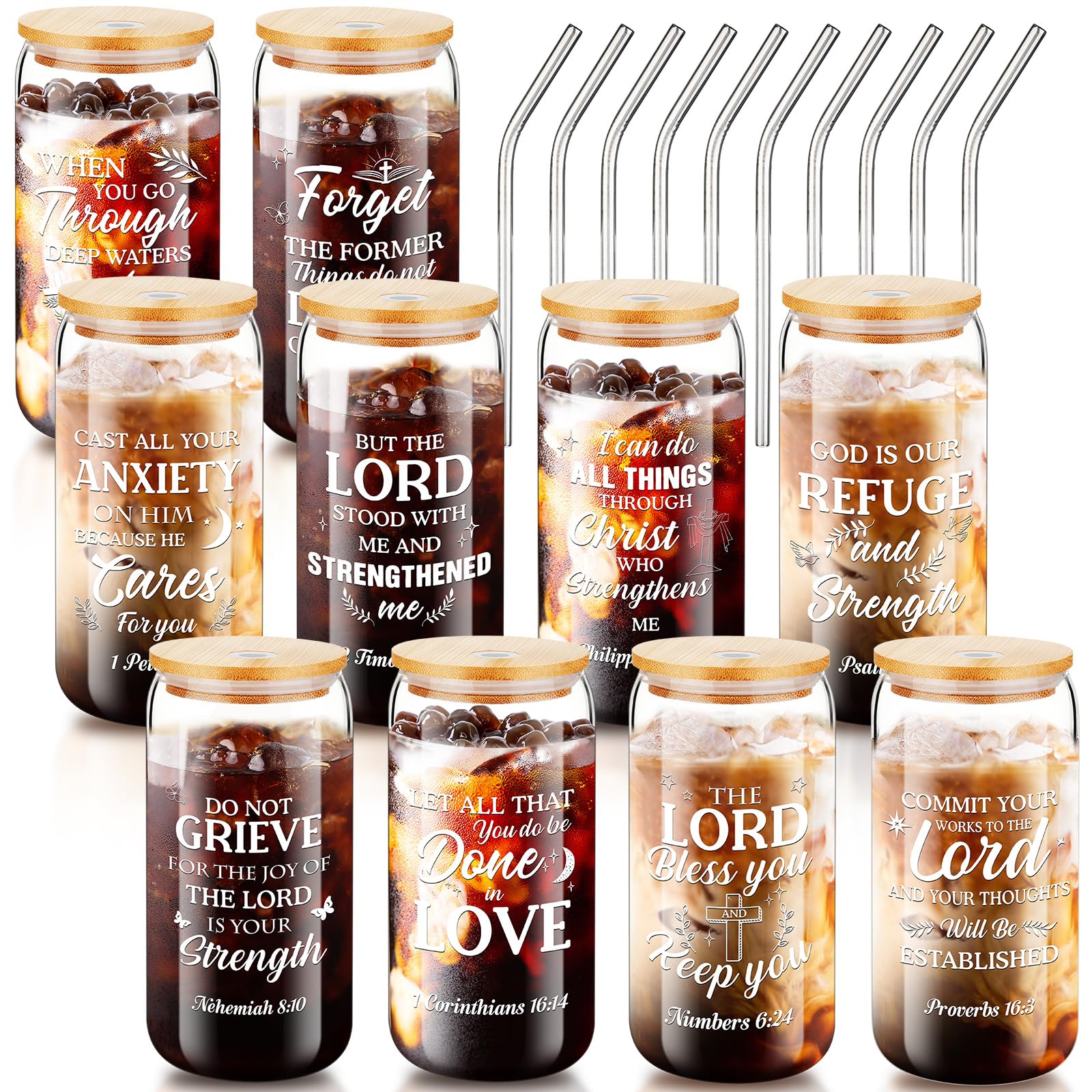 Amazon.com | Inbagi 10 Sets Inspirational Thank You Glass Cups 16 oz ...