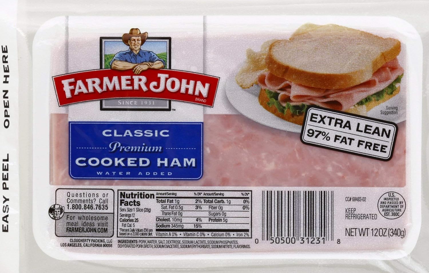 Amazon.com: Farmer John Sliced Ham, 12 oz : Grocery & Gourmet Food