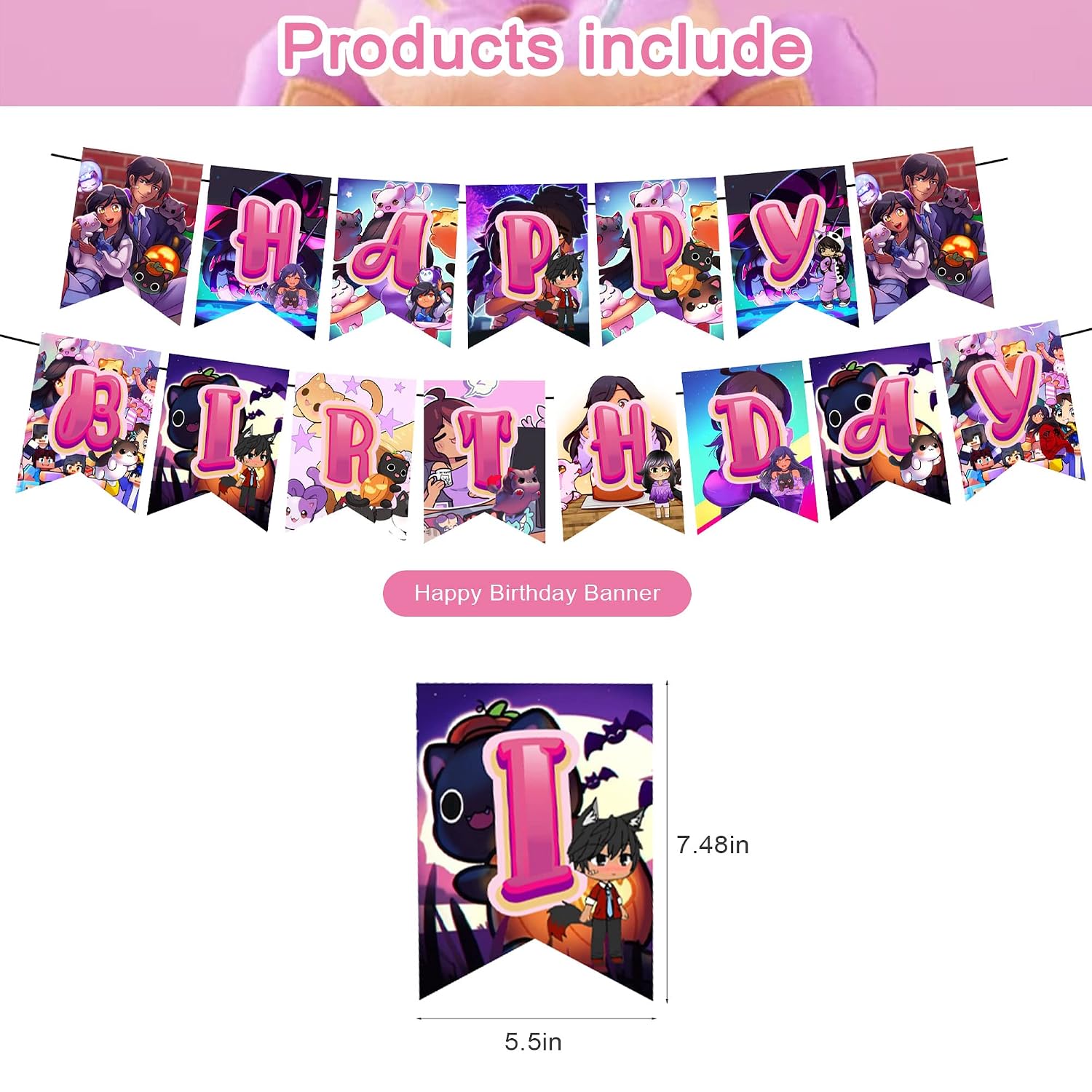 Aphmau Plushies Cat Party Decorations,Birthday Party Supplies For ...