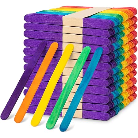 Amazon.com: 300 Pack Colored Popsicle Wooden Craft Sticks 4.5 inch ...