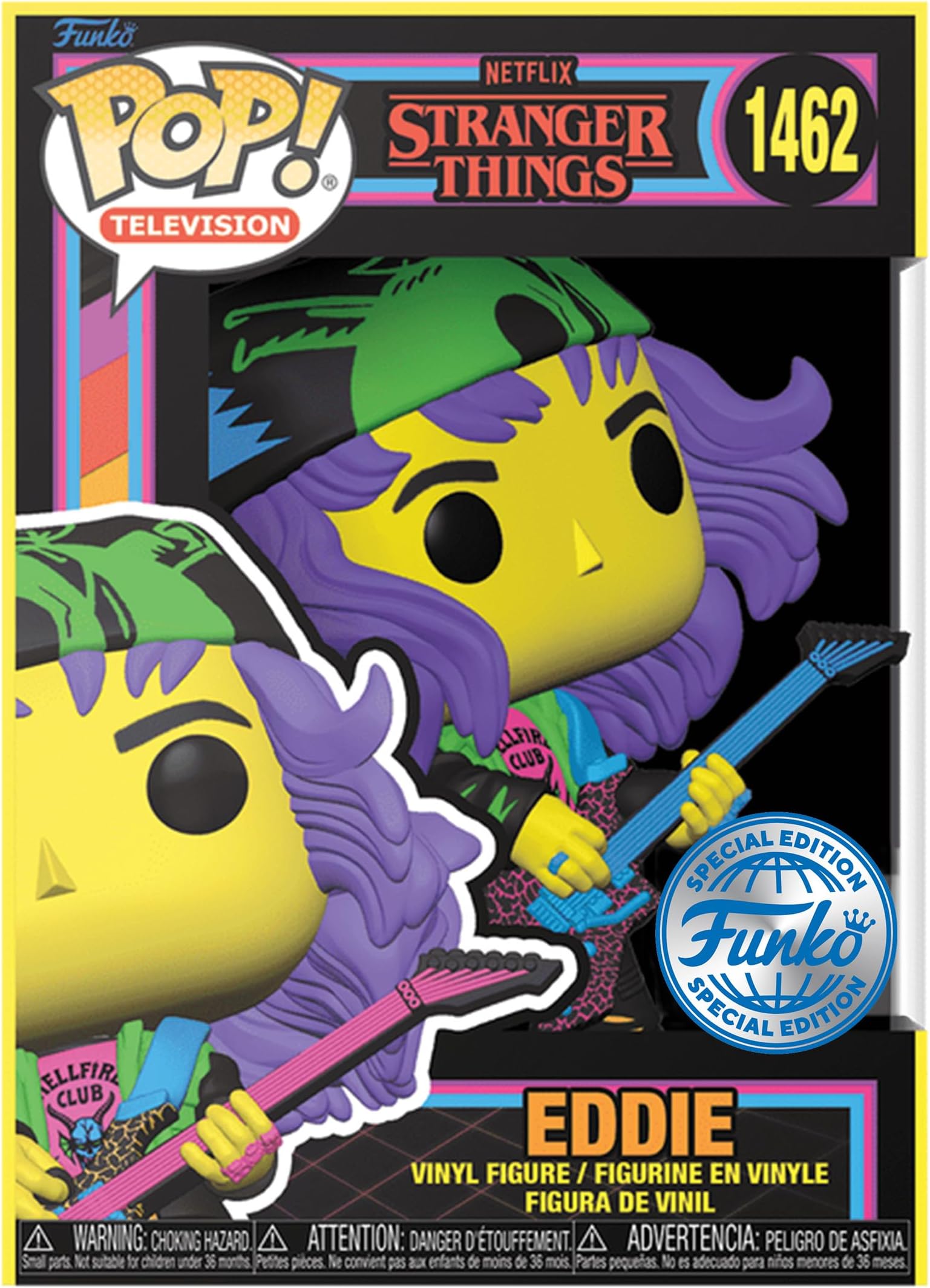 Amazon.com: Funko Pop! Stranger Things Eddie with Guitar Blacklight ...