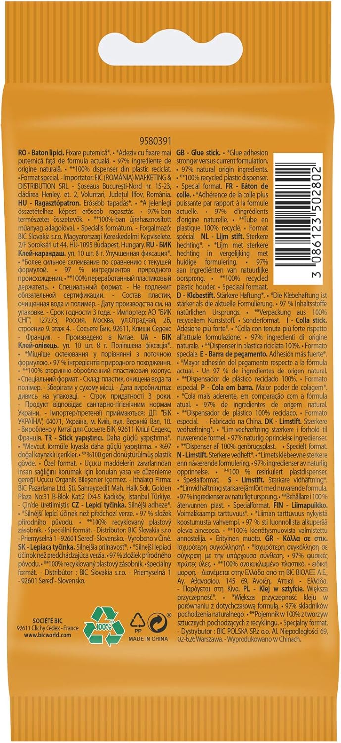 Amazon.com : BIC ECOlutions White Glue Sticks 8g – Recycled Plastic ...