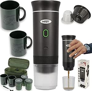 NGT Portable Espresso Coffee Machine USB Fishing Latte Mixer Black ...