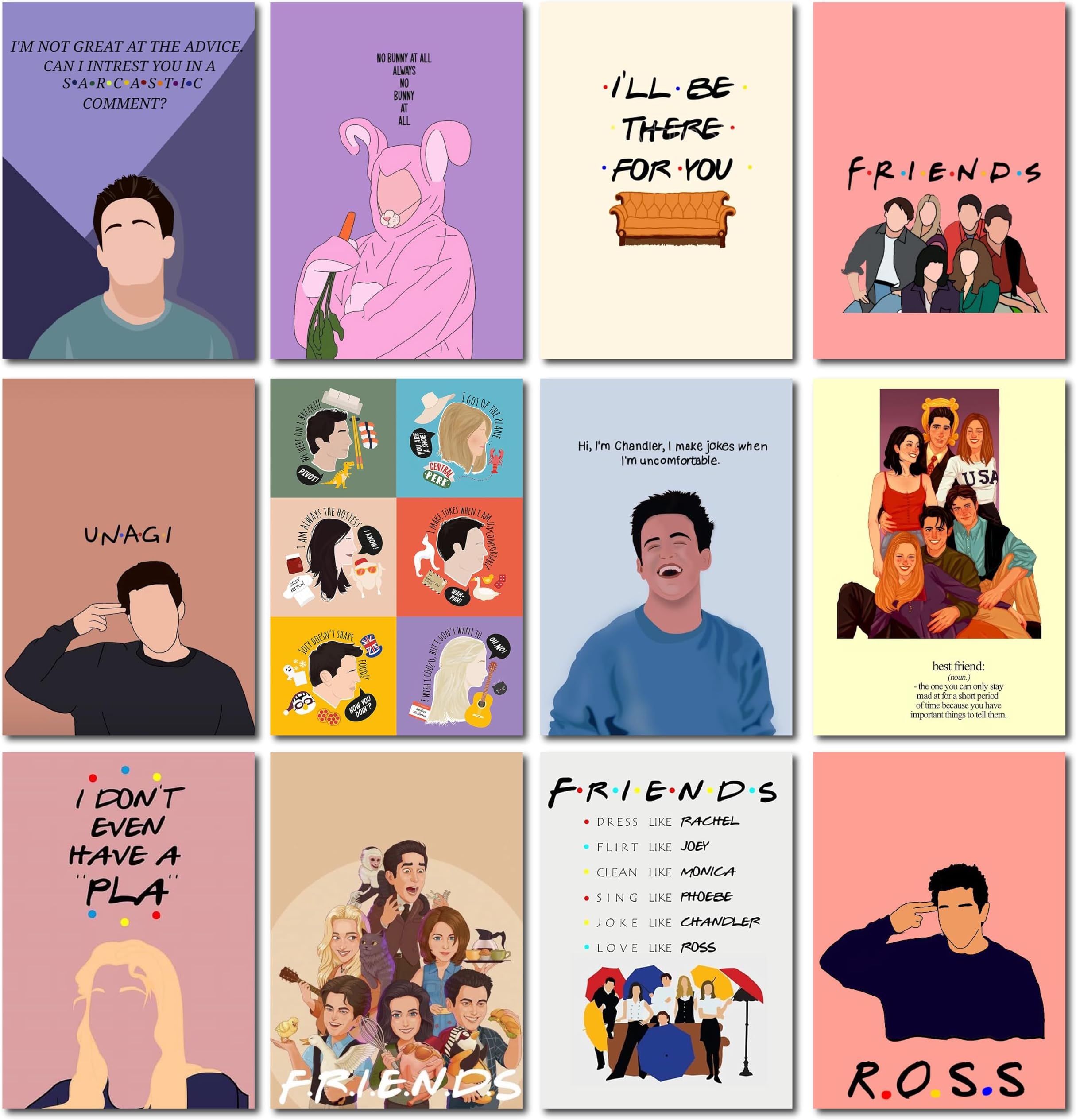 Friends Posters For Wall Bedroom Home Decor Set Of 12 Aesthetic Poster ...
