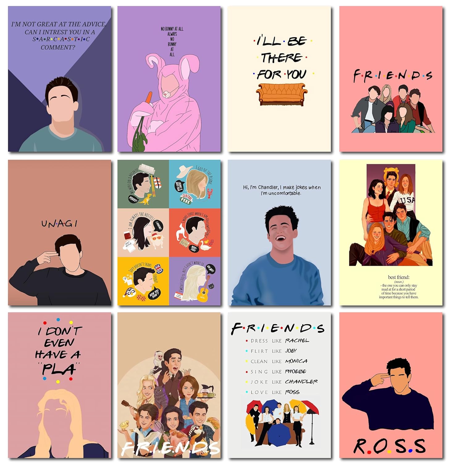 Friends Posters For Wall Bedroom Home Decor Set Of 12 Aesthetic Poster ...