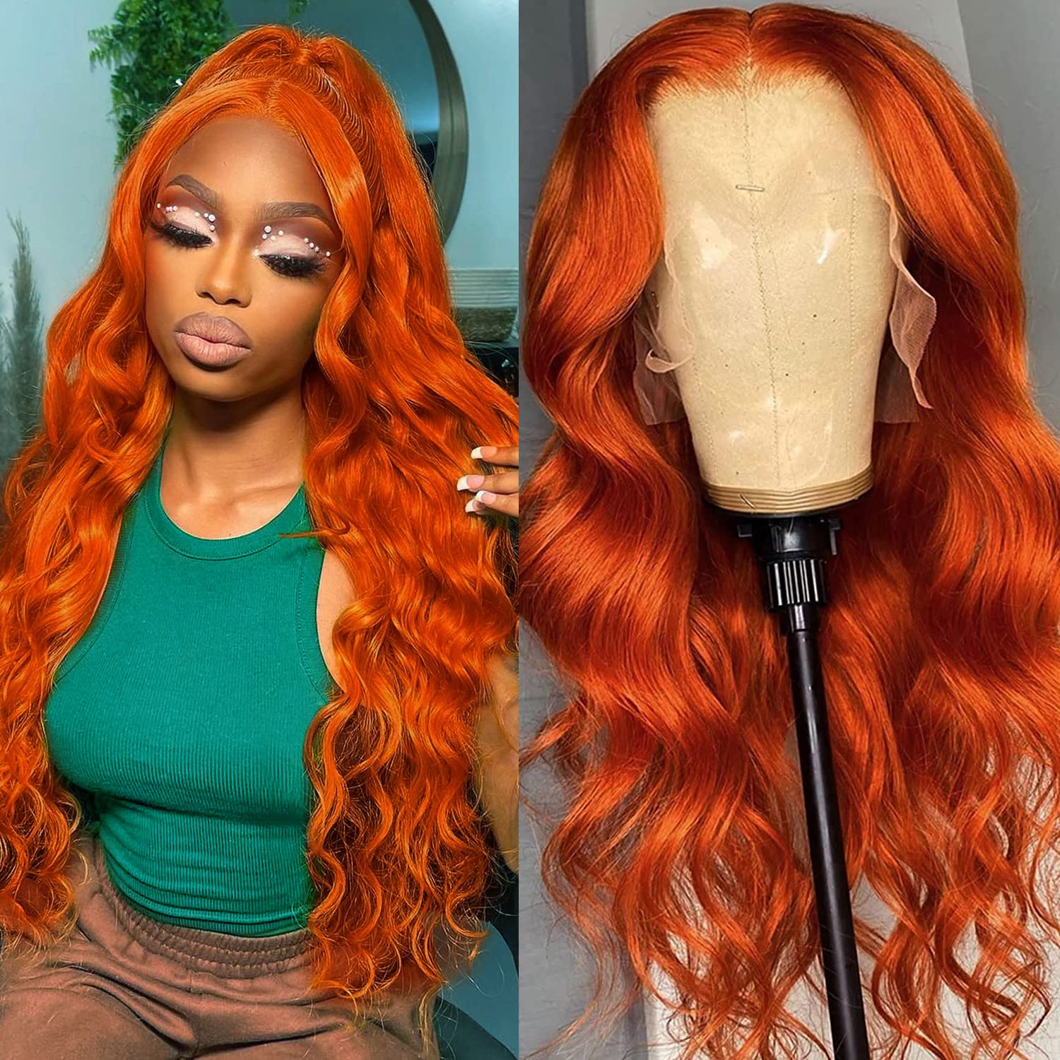 Amazon.com : Xuanyusi 30 Inch Ginger Lace Front Wig Human Hair Body ...