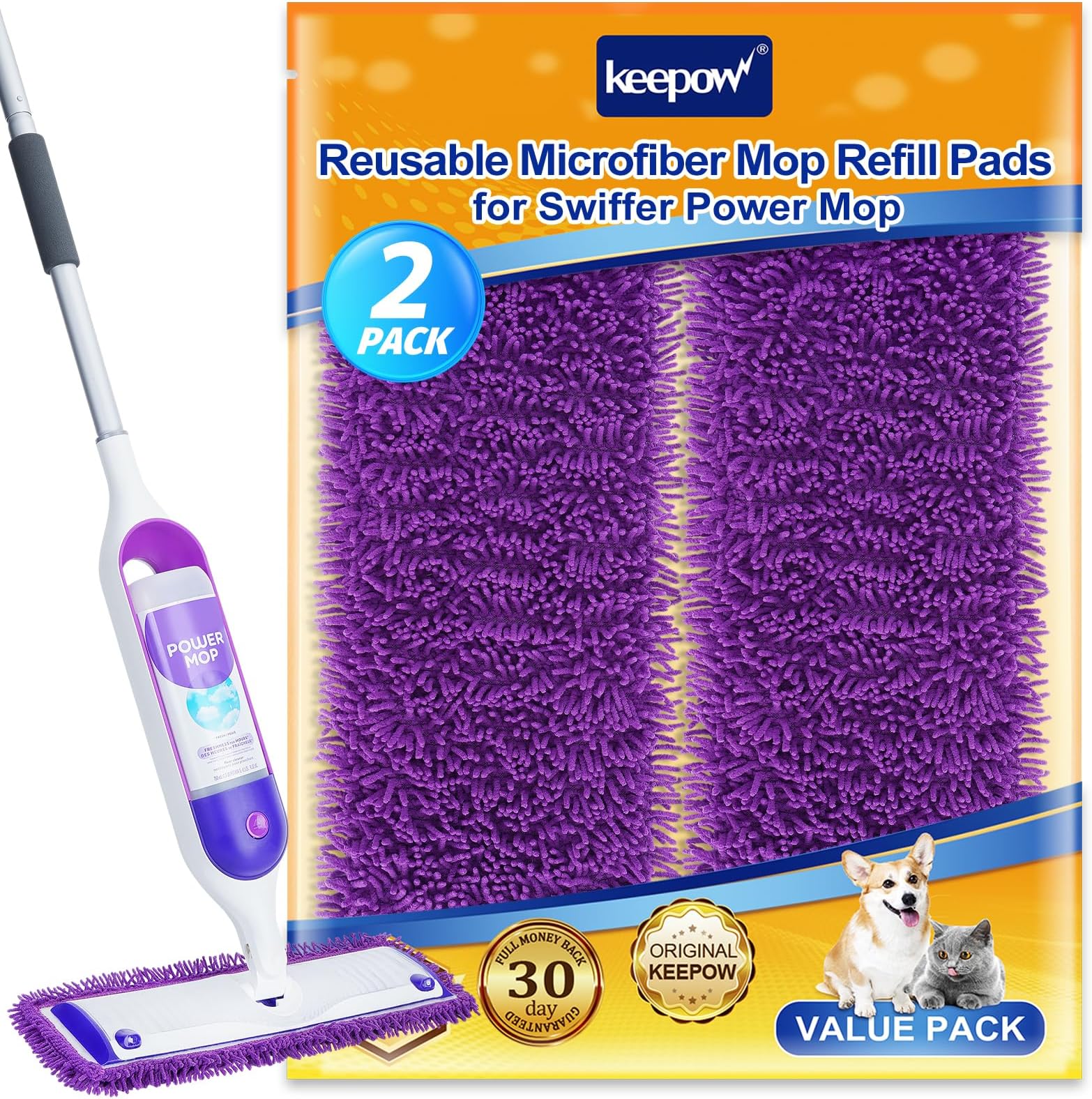 Amazon.com: HOMEXCEL Reusable Microfiber Mop Pads for Swiffer PowerMop ...