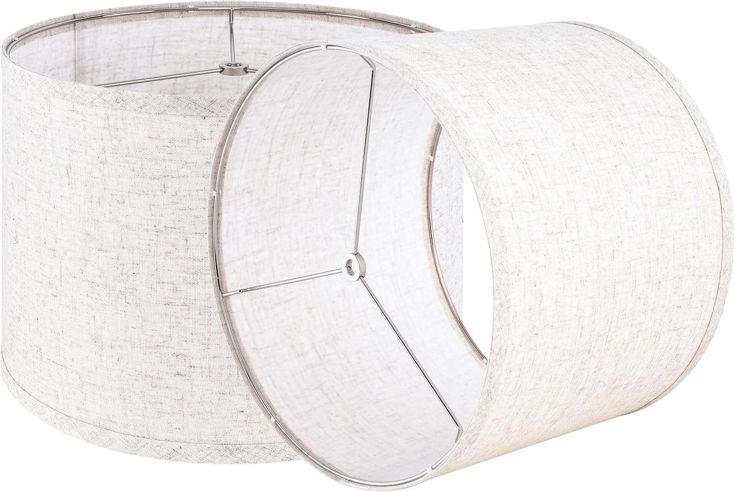JERHOUS Oatmeal Linen Textured Lamp Shades - Set of 2 Medium Drum Lamps ...