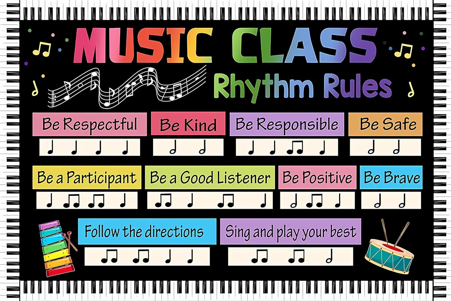Cours de musique Règles de rythme Affiche Musique Maroc | Ubuy