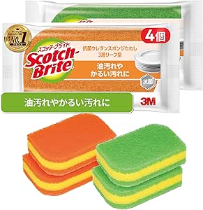 (Amazon.co.jp Exclusive) SS-72K-4P 3M Sponge Kitchen Scratch Resistant ...