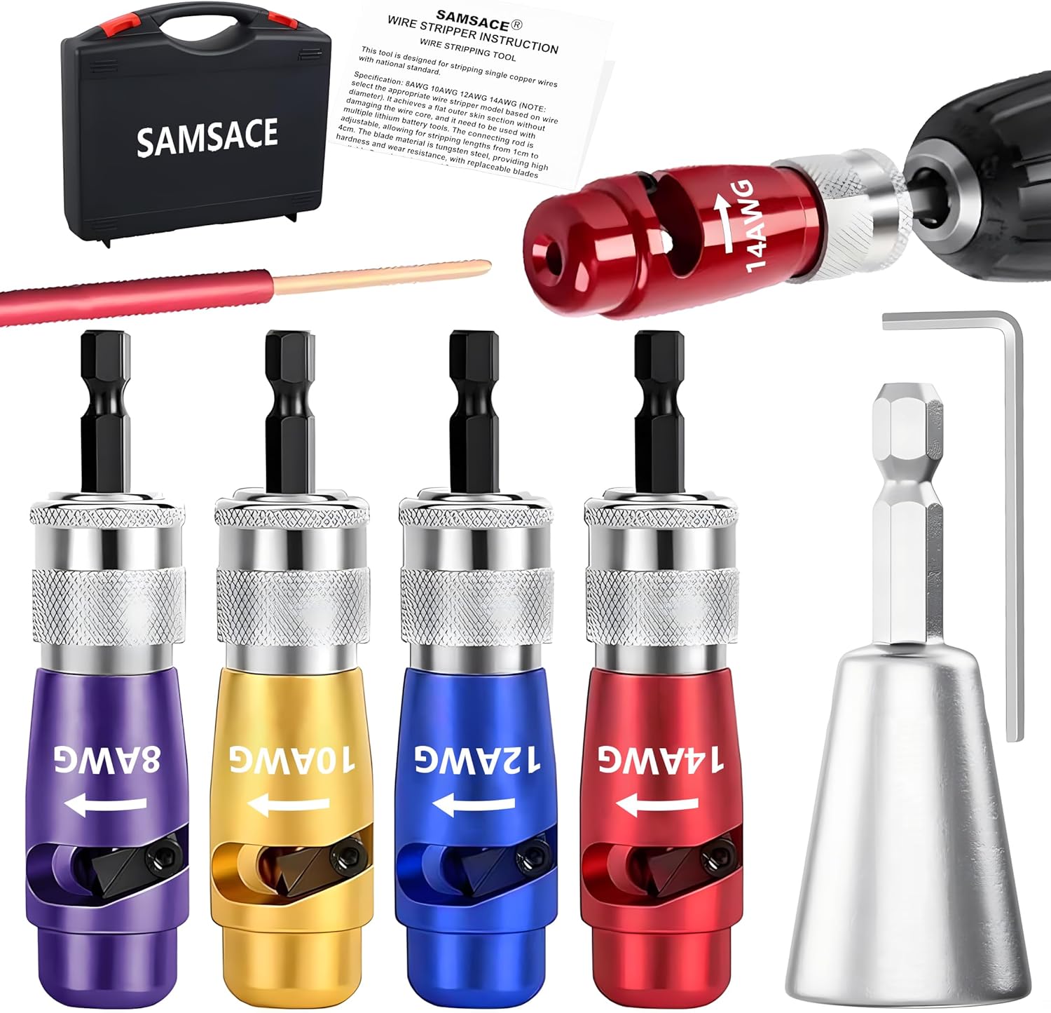Amazon.com: Samsace Wire Stripper Wire Twister for Drill AWG Wire ...