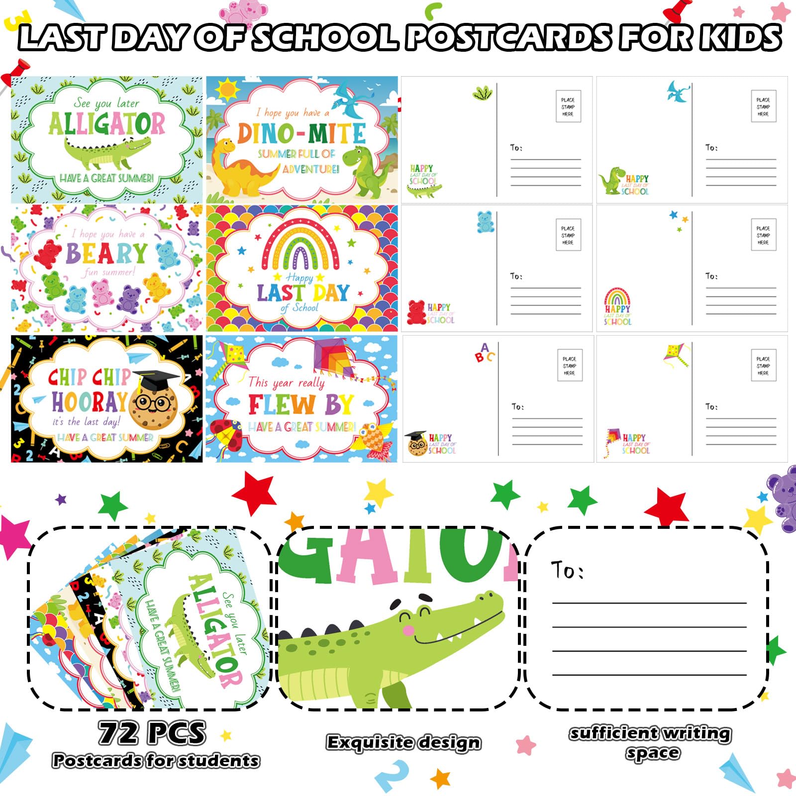 Summer Theme Postcards 72-Pack Summer Fun Postcards 4x6 Inch - Last Day ...