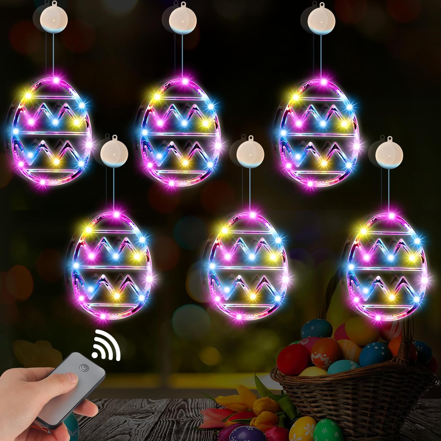 Amazon.com: Aurelema 6 Pieces Easter Egg Window Lights Easter ...