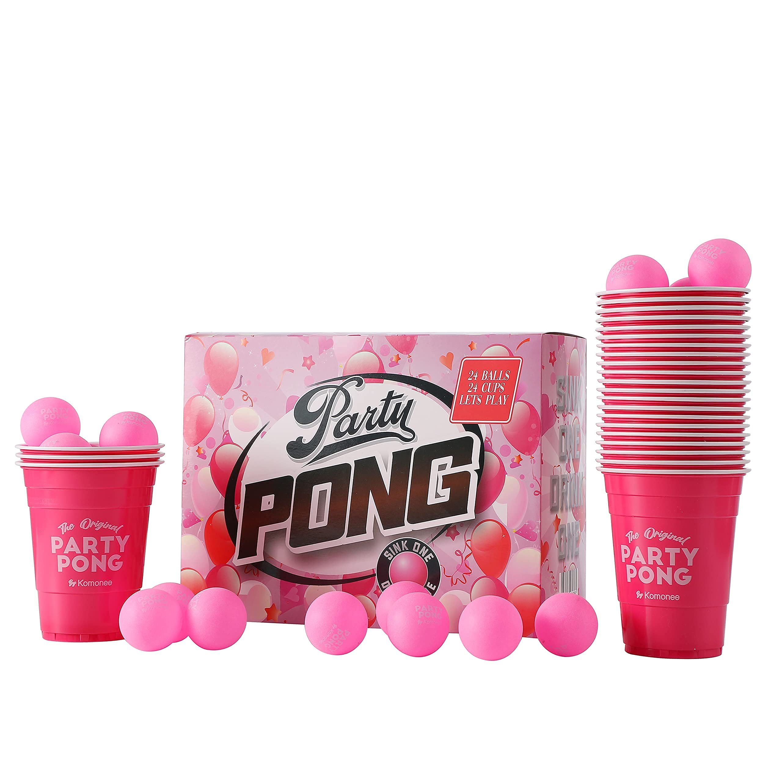 Komonee Party Pong Womens Girls Set 48 PCS American Adult Indoor ...