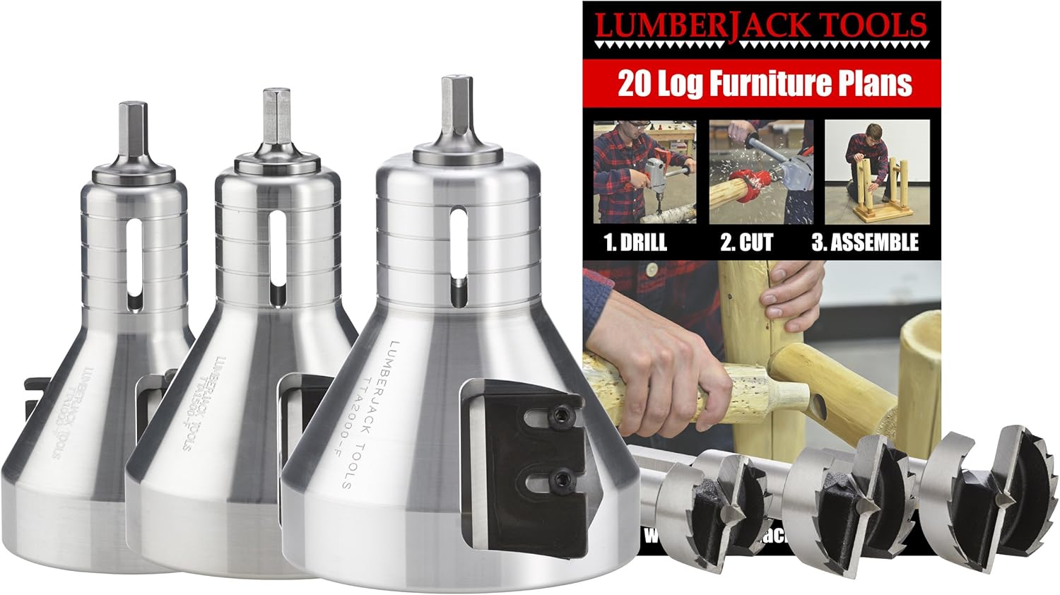 Lumberjack Tools Tenon Cutter Kit for Log Furniture, 1" & 1.5" & 2 ...