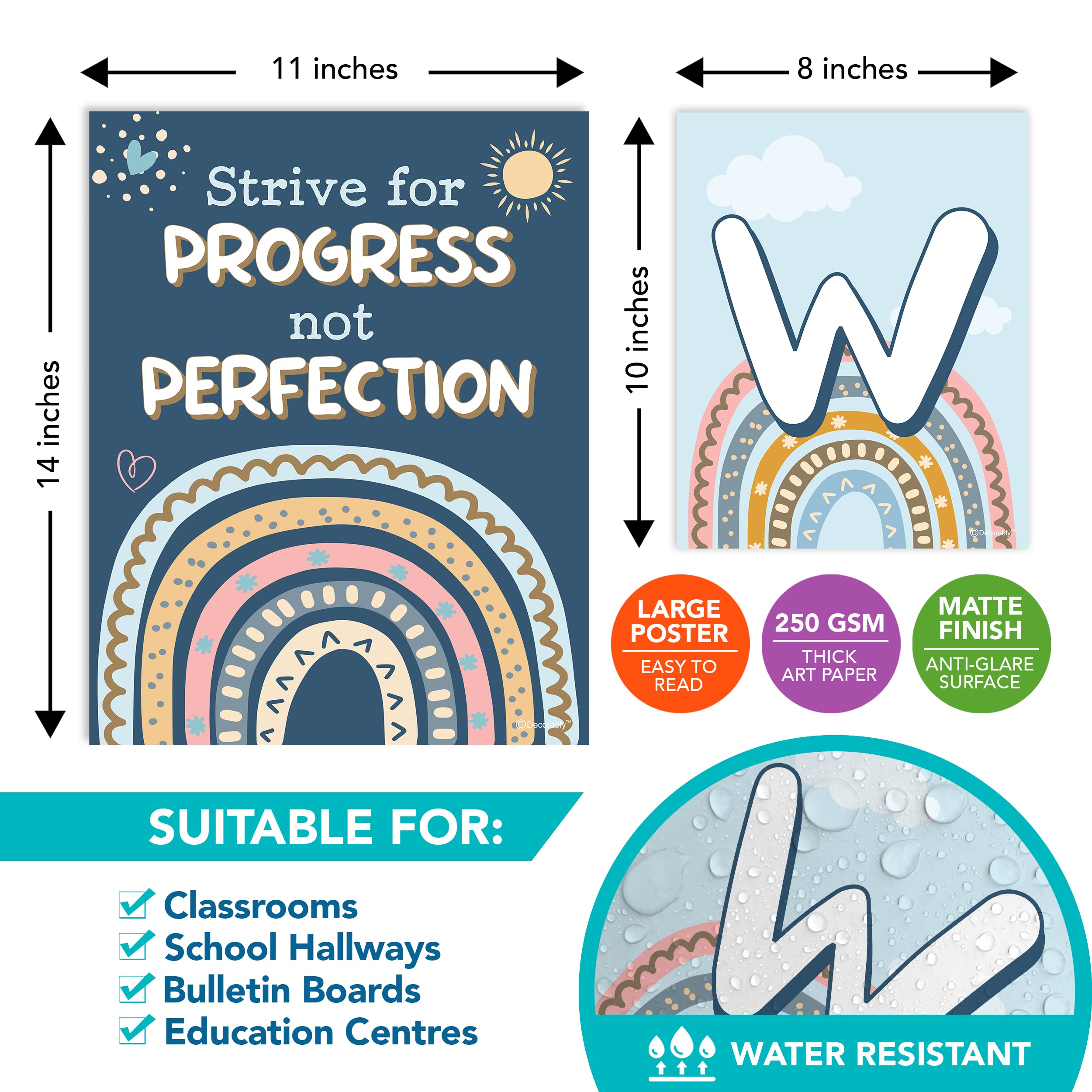 Snapklik.com : Decorably 15 Boho Rainbow Welcome Sign For Classroom Posters