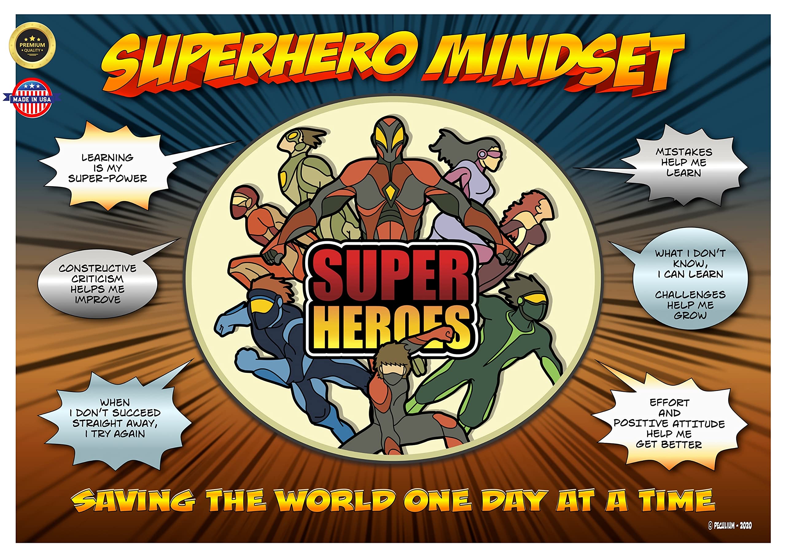 Buy PECULIUM Growth Mindset for Children and Young Students Classroom ...