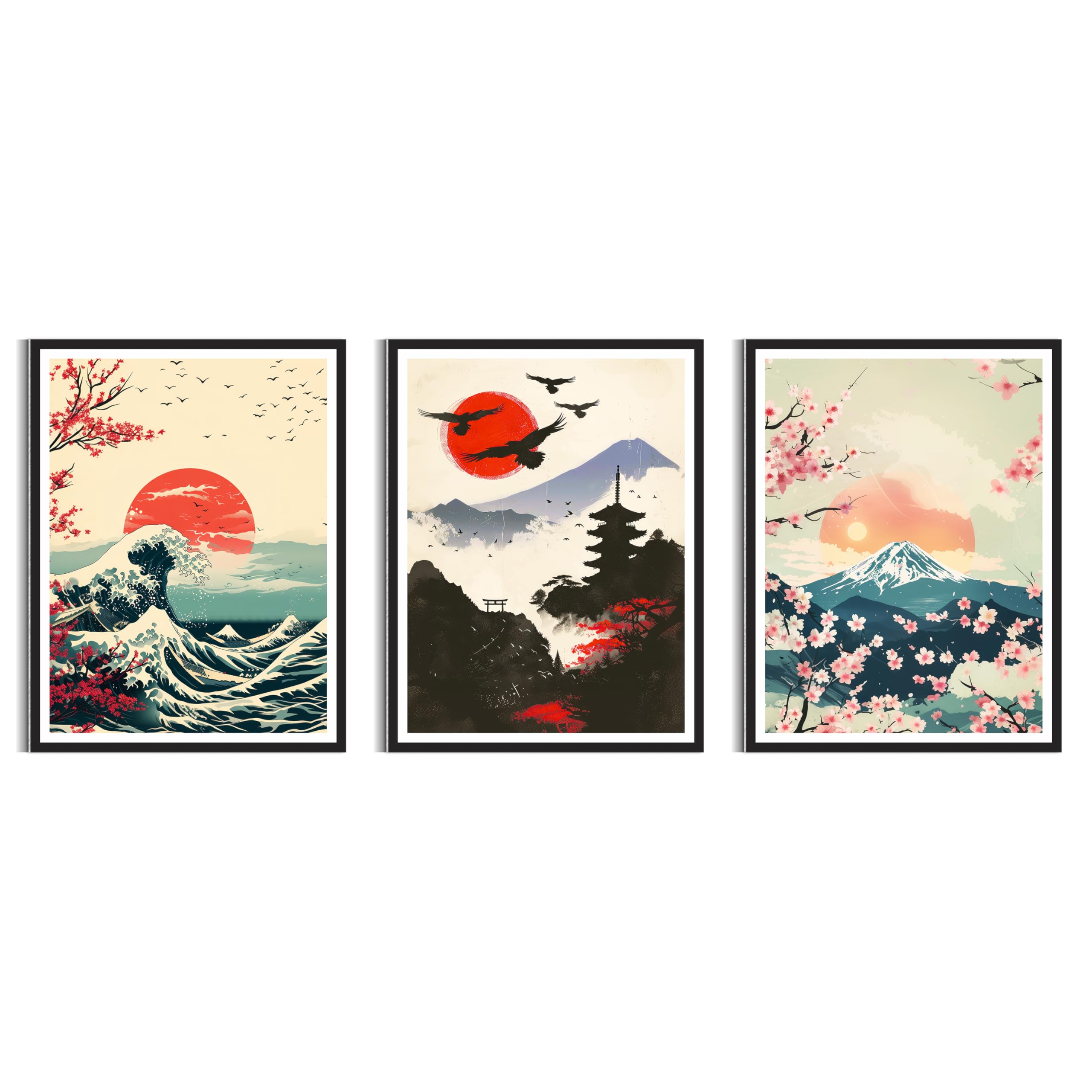 Amazon.com: Japanese Decor Landscape Posters - Illusion Framed Japanese ...
