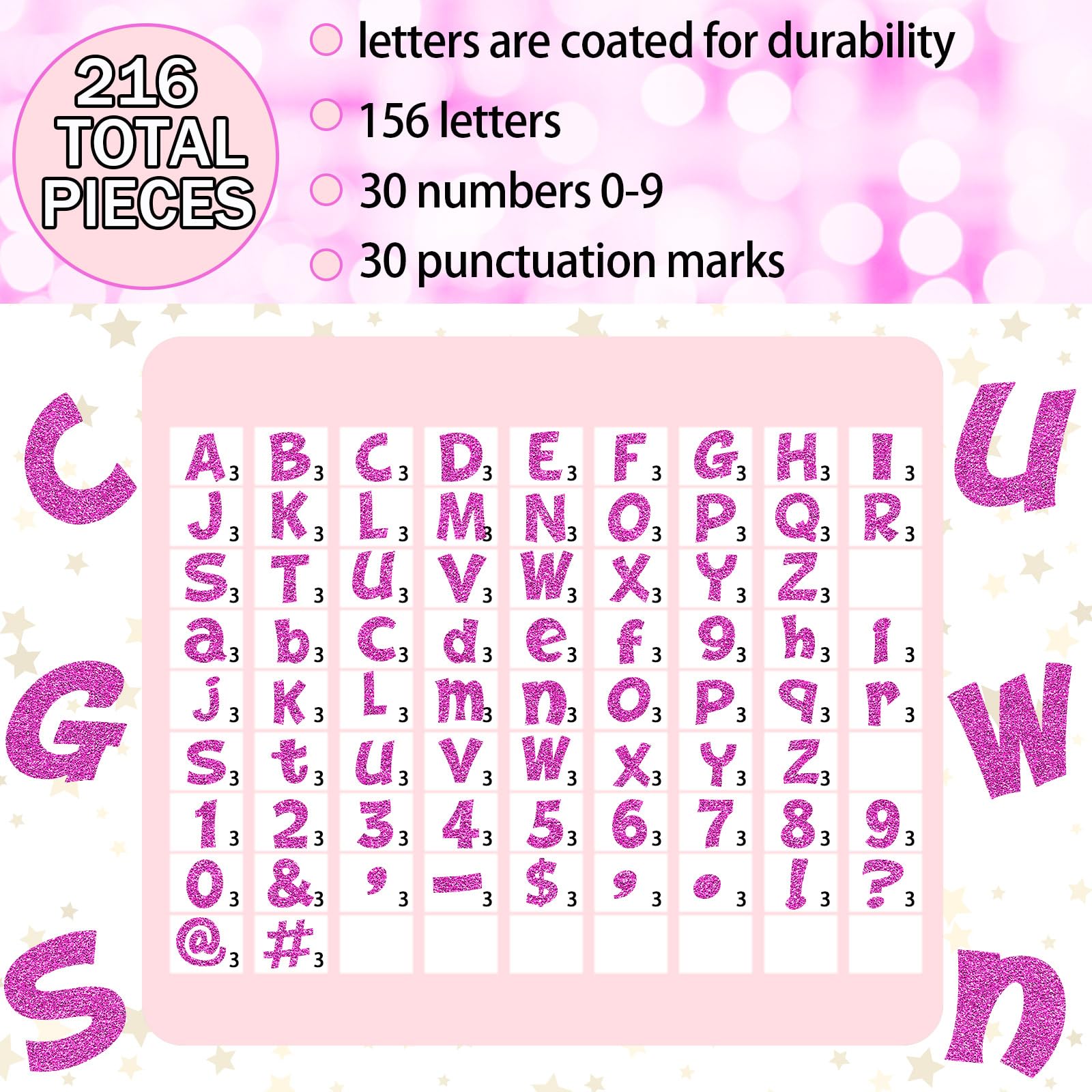 Bulletin Board Letters Qyeahkj 260Pcs Glitter Blue For Classroom 4 ...