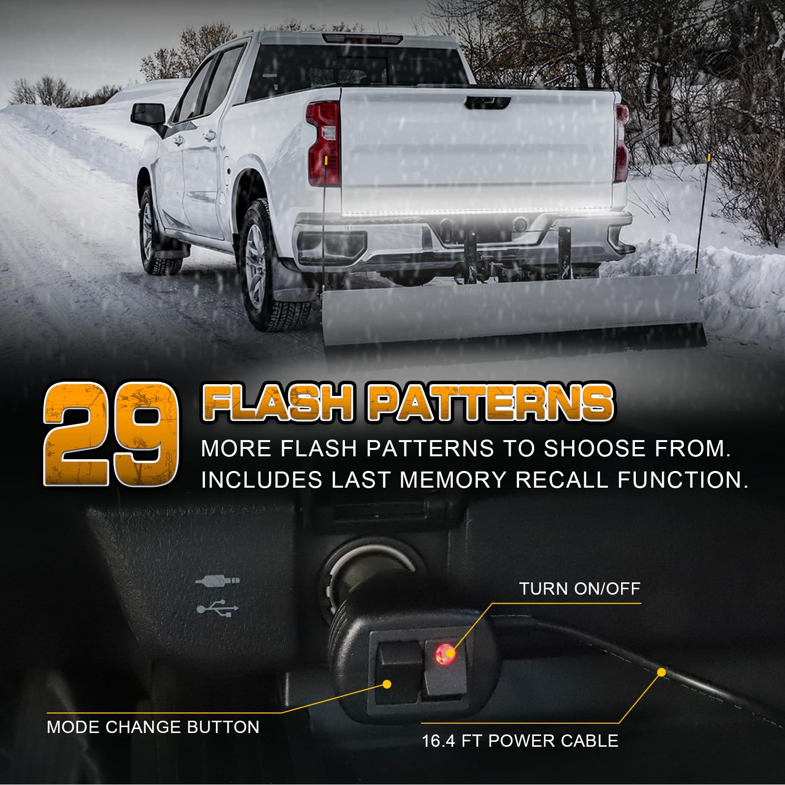Snapklik.com : 60 Inch Truck White Tailgate Strobe Lights Strip 360 LED ...