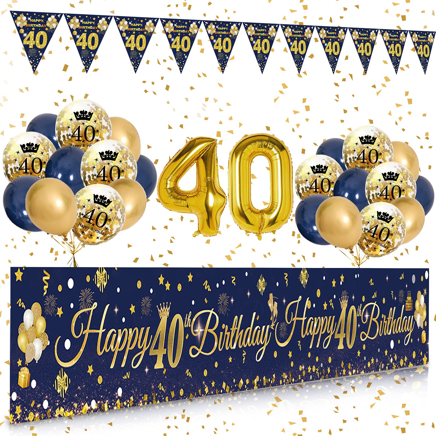Buy 40th Birthday Decoration Men, SWPEED 40th Birthday Decoration Kit ...