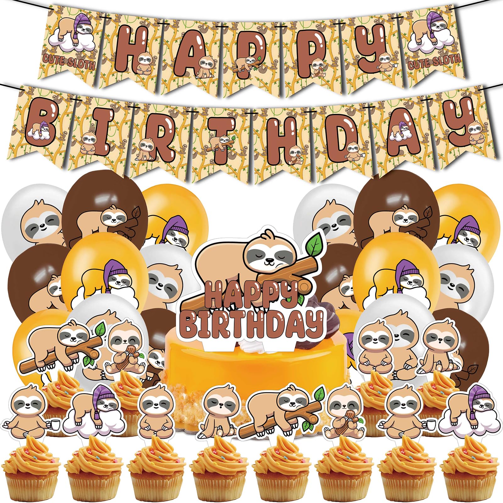 Amazon.com: Sloth Birthday Party Supplies Sloth Party Secorations Set ...