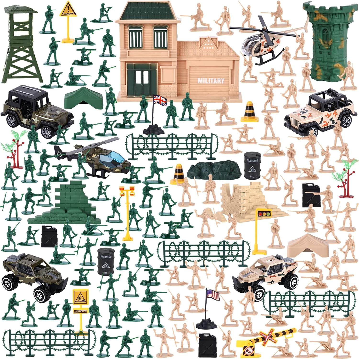 AMOR PRESENT 250PCS Army Men Military Set Plastic Military Figures Toy ...