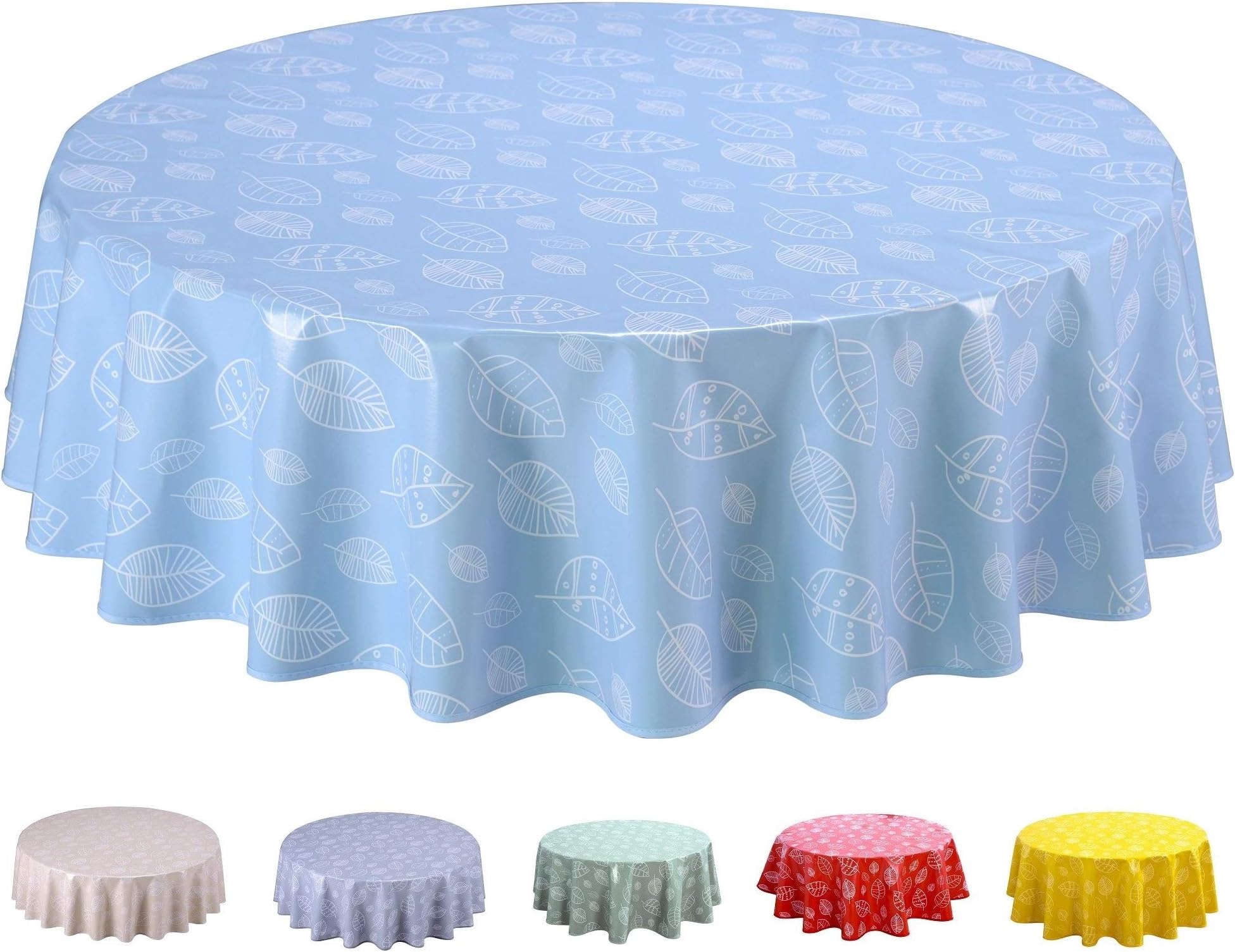 Home Direct Round Oilcloth PVC Wipe Clean Tablecloth 160cm 62" Blue ...