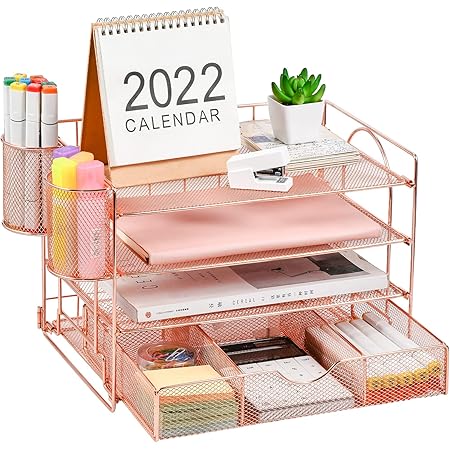 Amazon.com: Blu Monaco Workspace Rose Gold Desk Organizer and ...