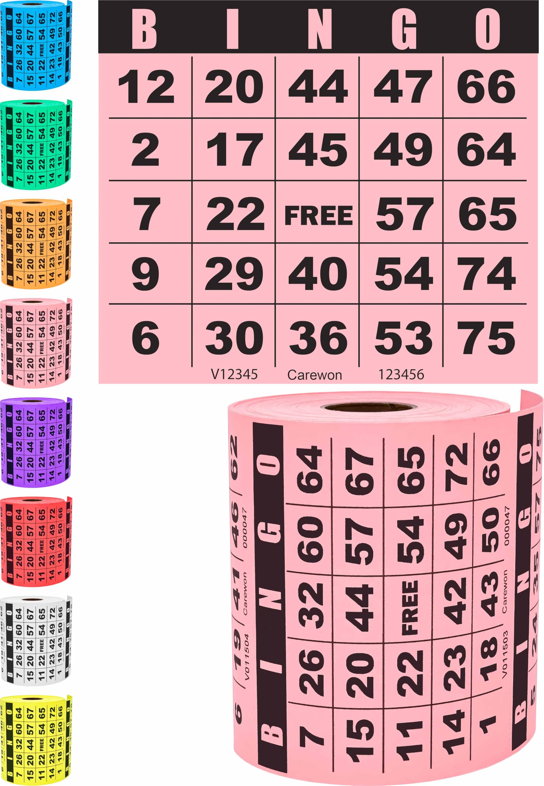 Amazon.com: Carewon 250 Bingo Cards, Pink (8 Color Selection), Paper ...