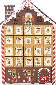Wooden Christmas Advent Calendar with Drawers Gingerbread Man House ...
