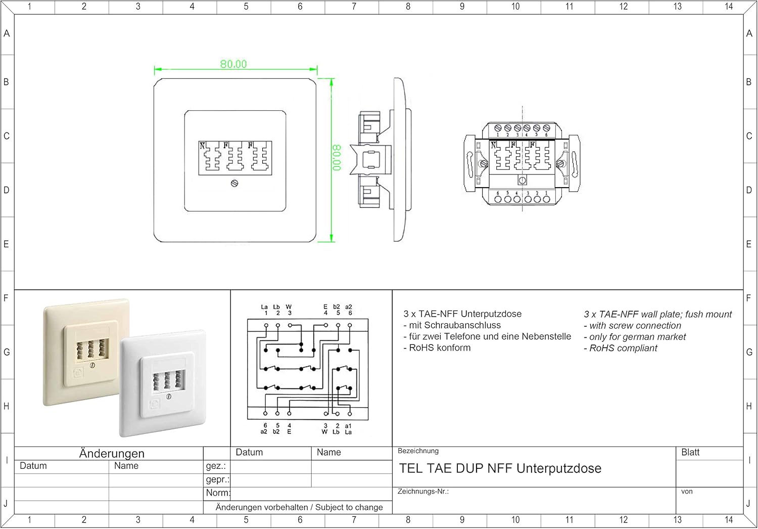 1aTTack Network Box Flush-Mounted Socket for Cat5 Cat5e Cat6 Cat7 Cat8 ...
