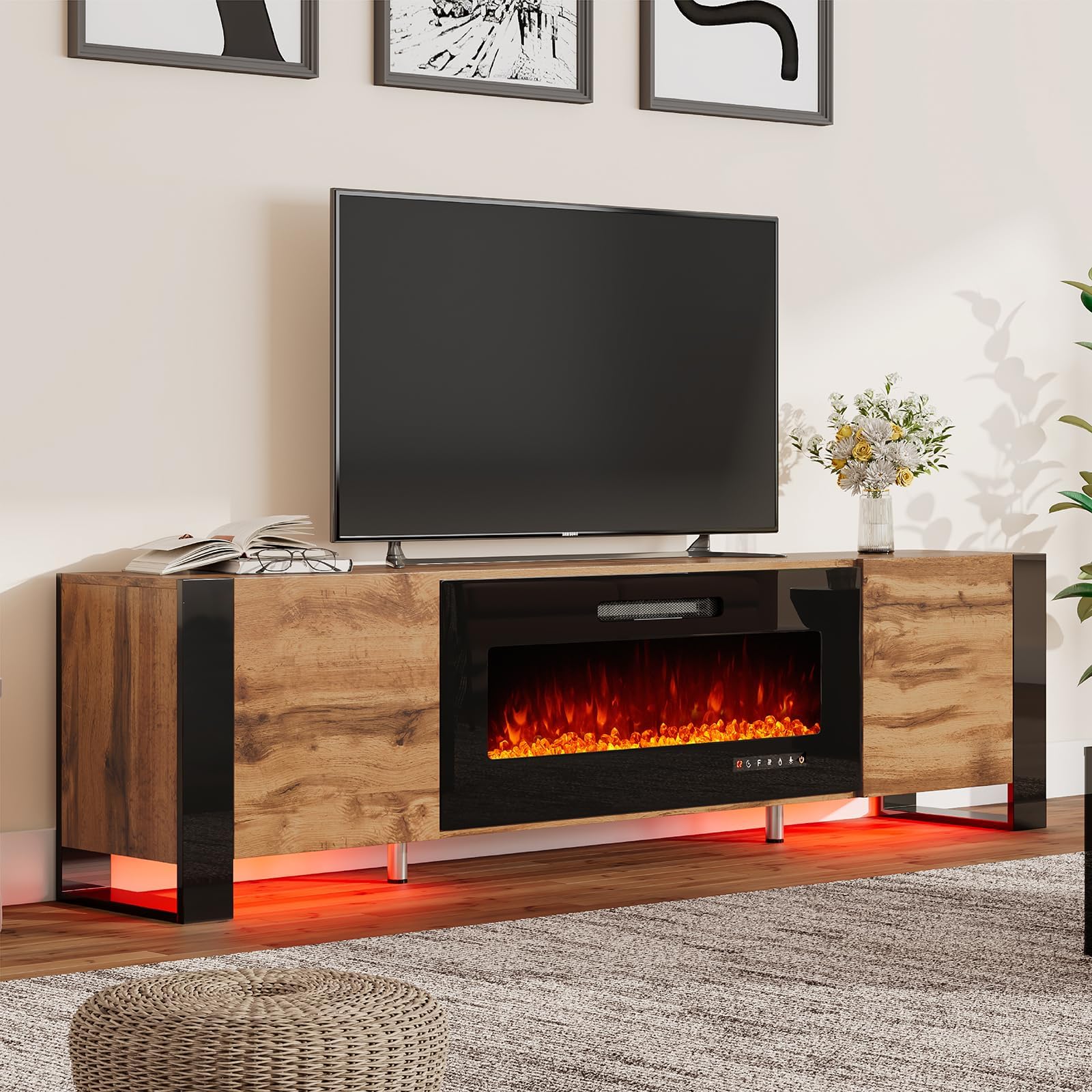 Amazon.com: AMERLIFE Fireplace TV Stand with 40" Fireplace, 80" Modern ...