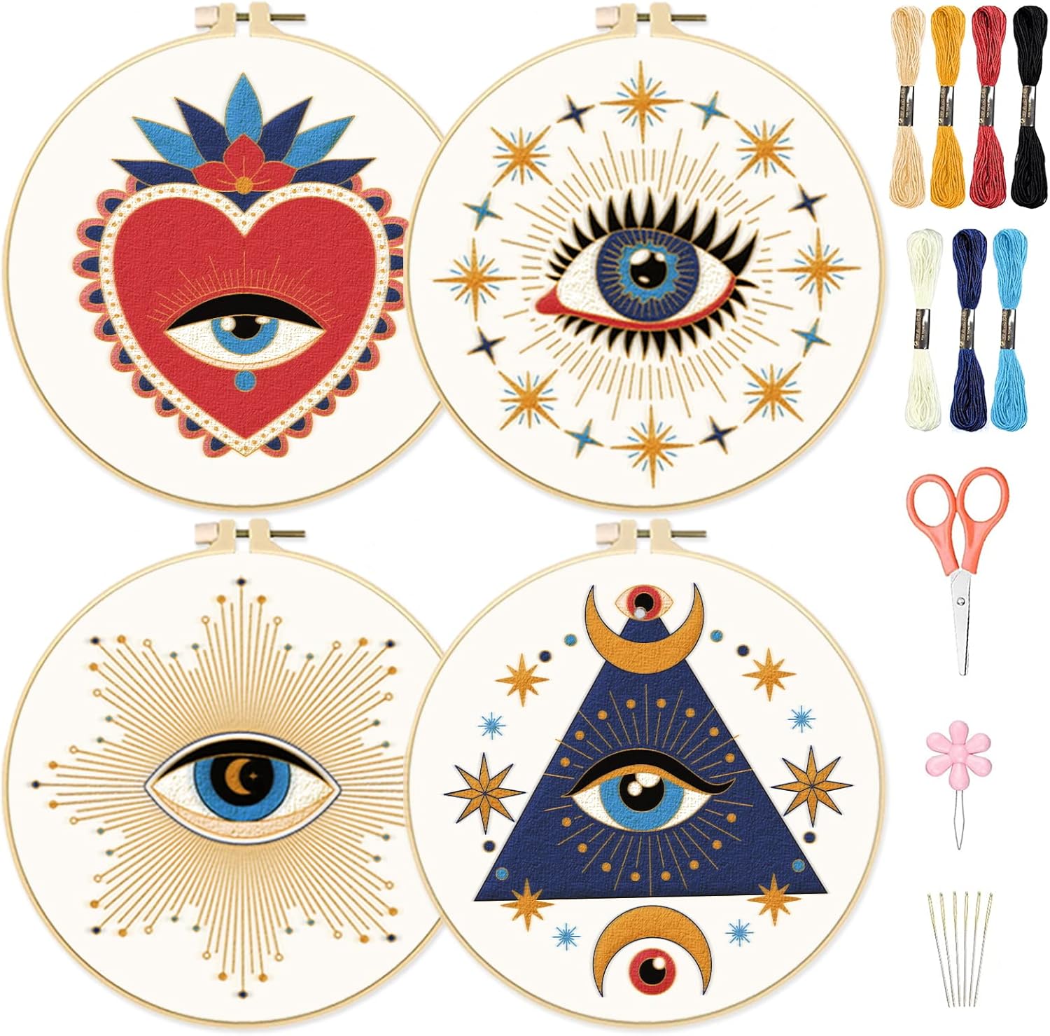 ORIGACH 4 Pcs Evil Eye Embroidery Kit for Beginners - Evil Eye ...