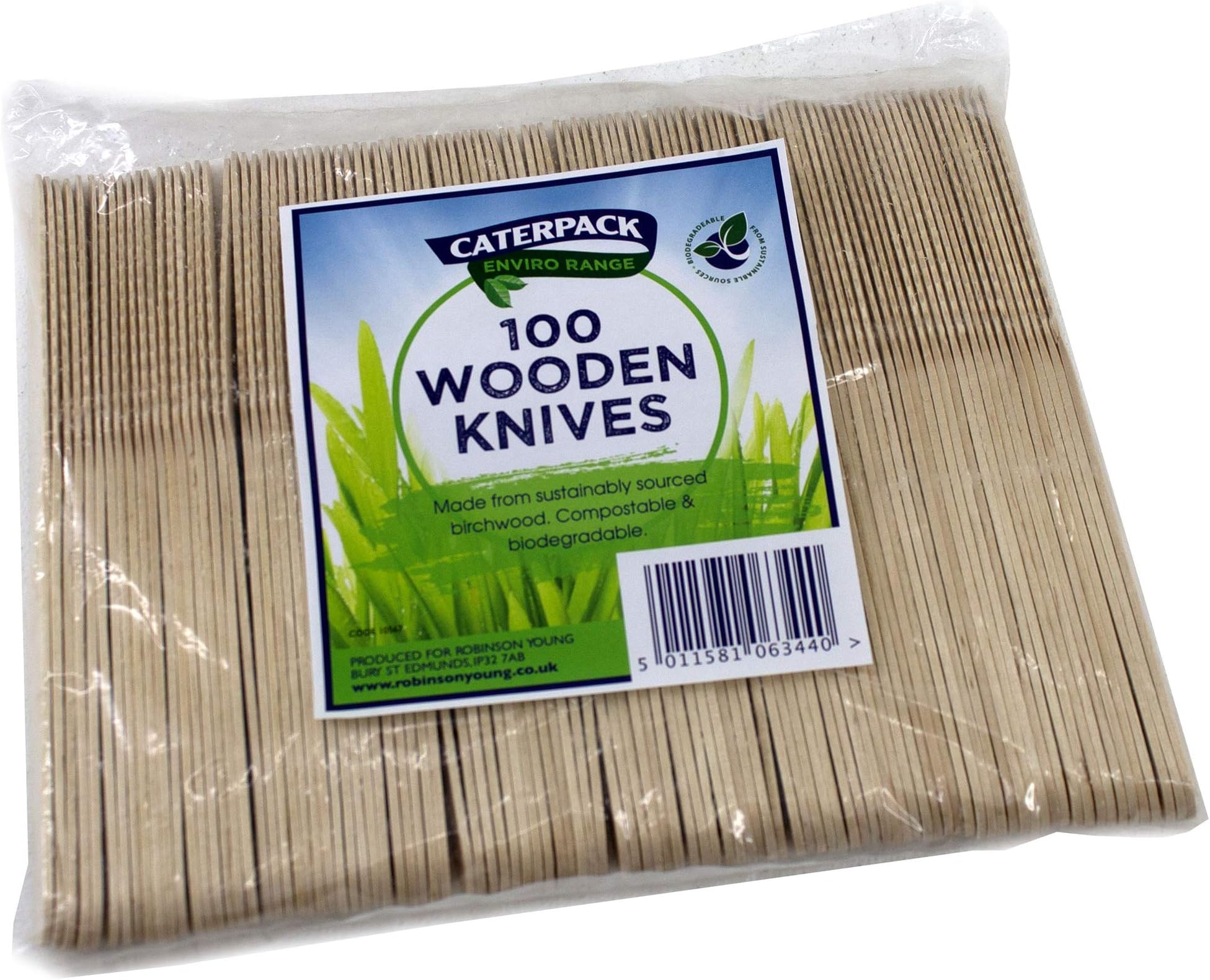 100 x Enviro Wooden Knives - Biodegradable Compostable Disposable ...