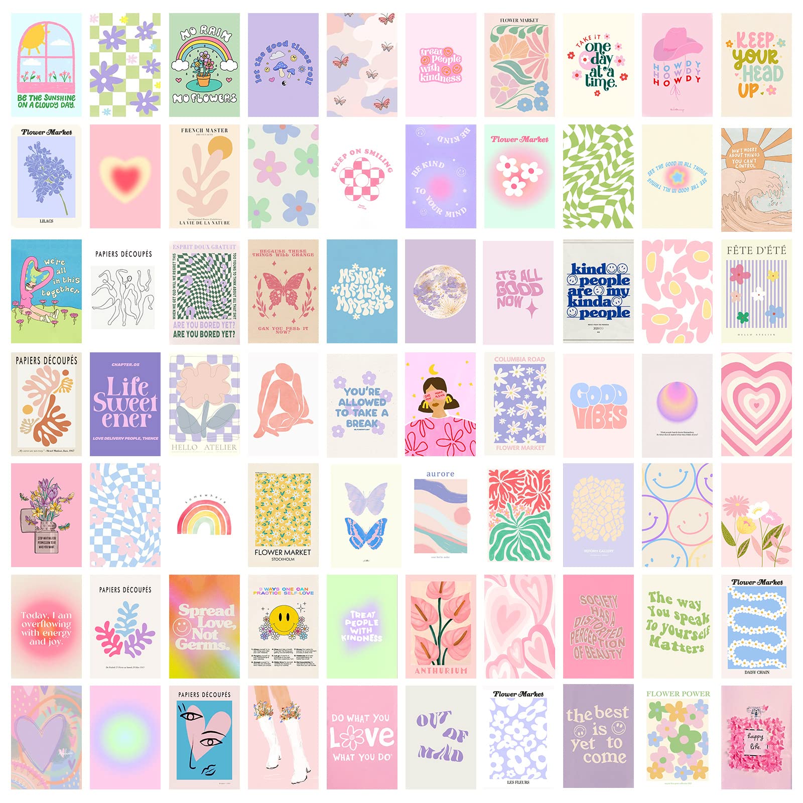 Buy GENSTEUO Pastel Pink Wall Collage Kit Aesthetic Pictures, 70 Set 4x6 Inch, Danish Pastel ...