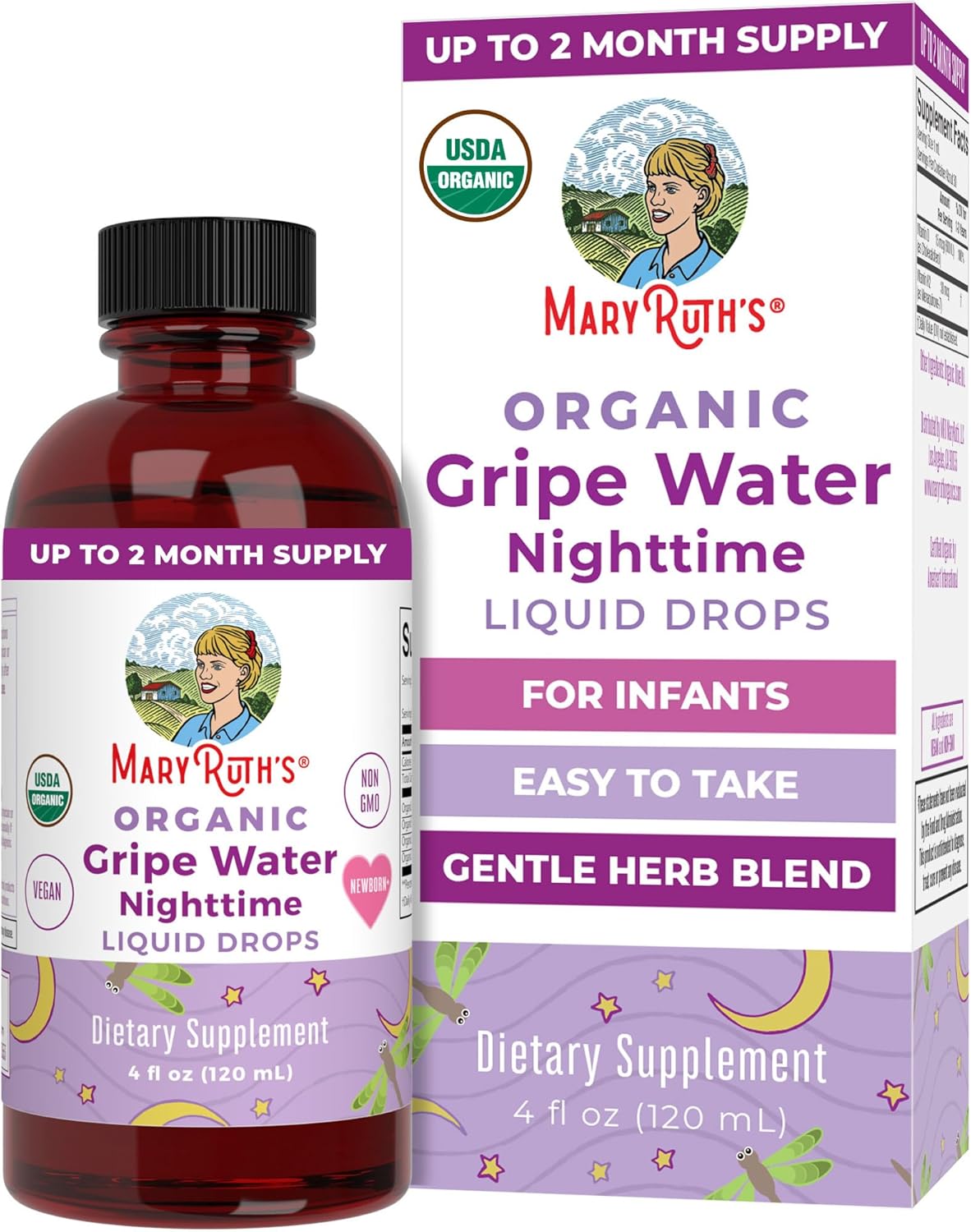 Amazon.com: USDA Organic Nighttime Gripe Water for Babies by MaryRuth's ...