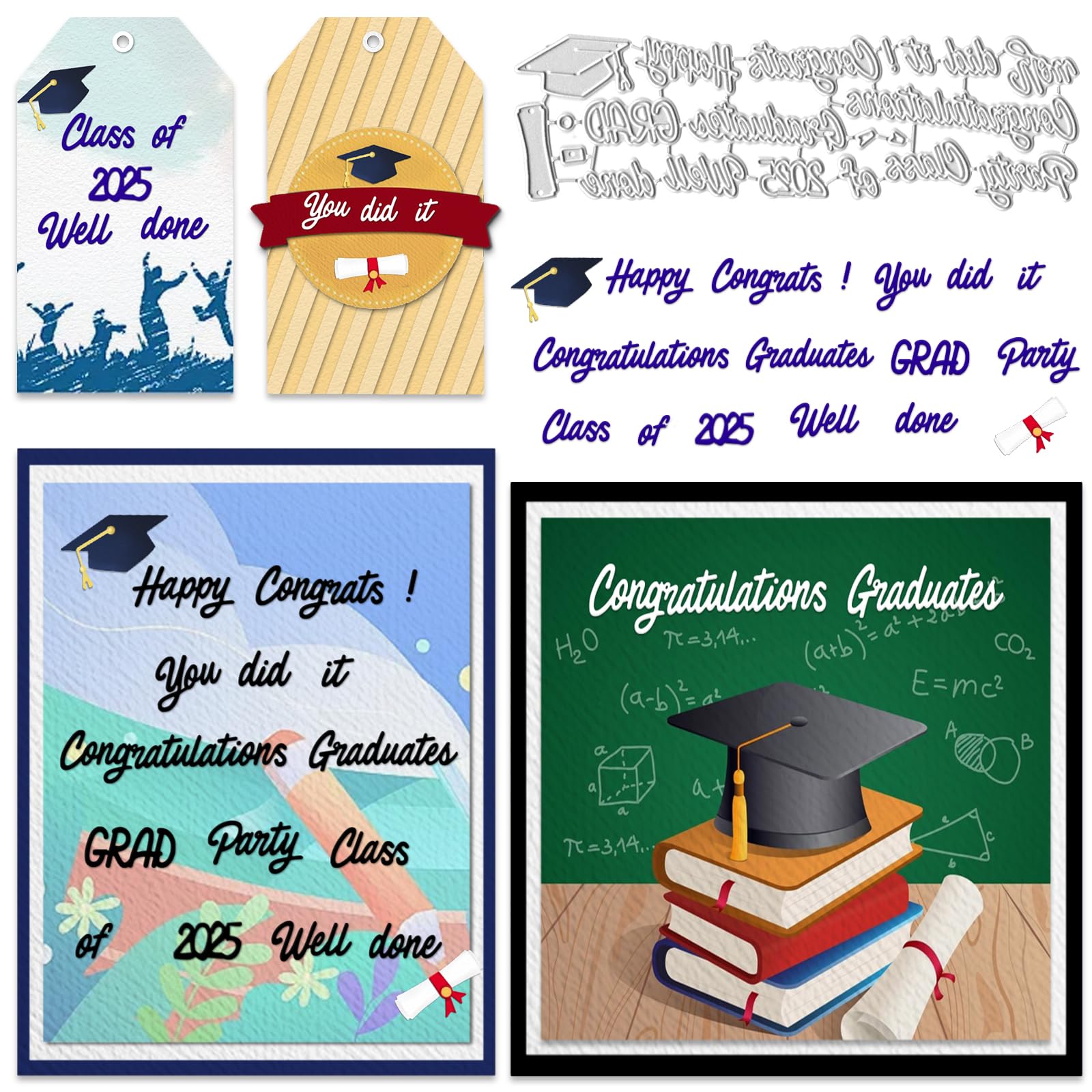 Snapklik.com : 14pcs Graduation Words Die Cuts For Card Making, 2025 ...