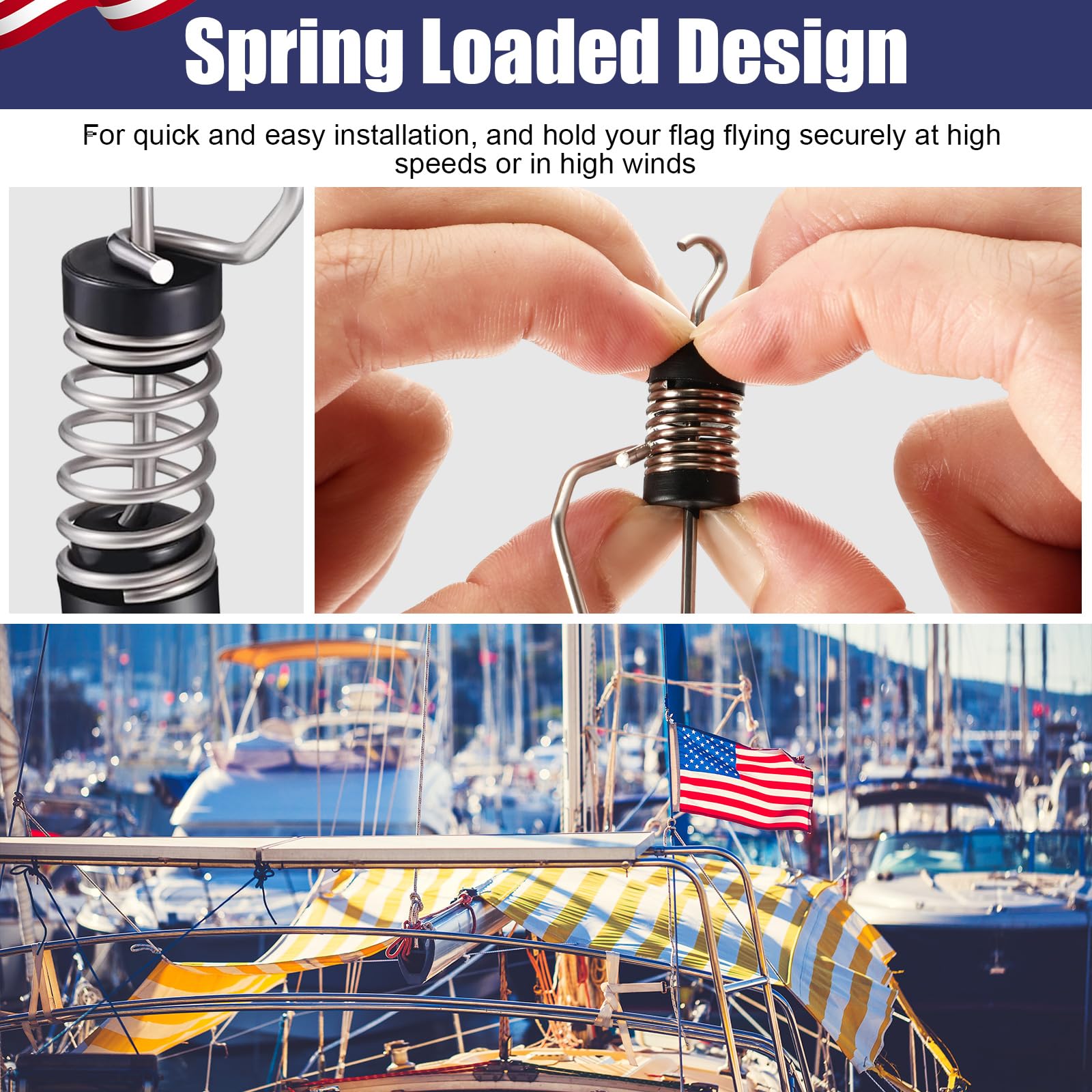 Snapklik.com : 10 Pack Boat Flag Clips Stainless Steel Marine Flag ...