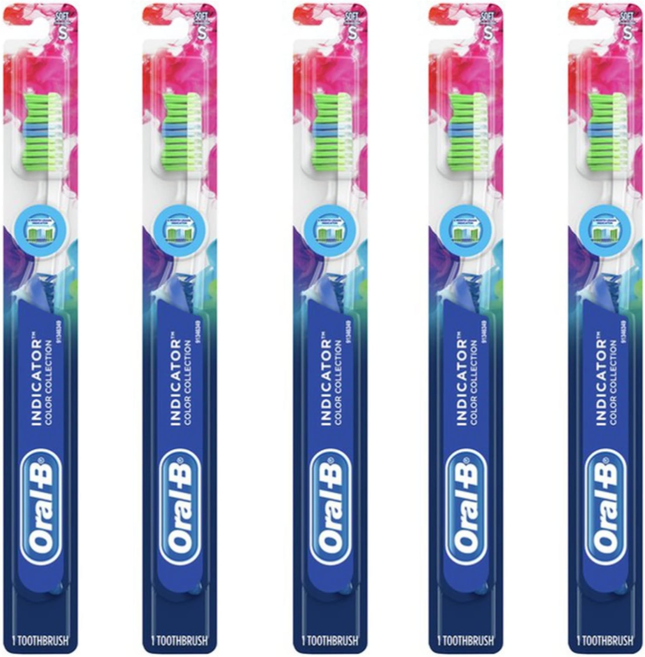 Amazon.com : Oral-B Indicator Contour Clean Toothbrush Soft, Pack of 5 ...